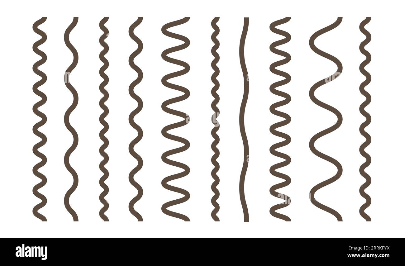 Marker wavy line set in white background. Simple outline design element ...