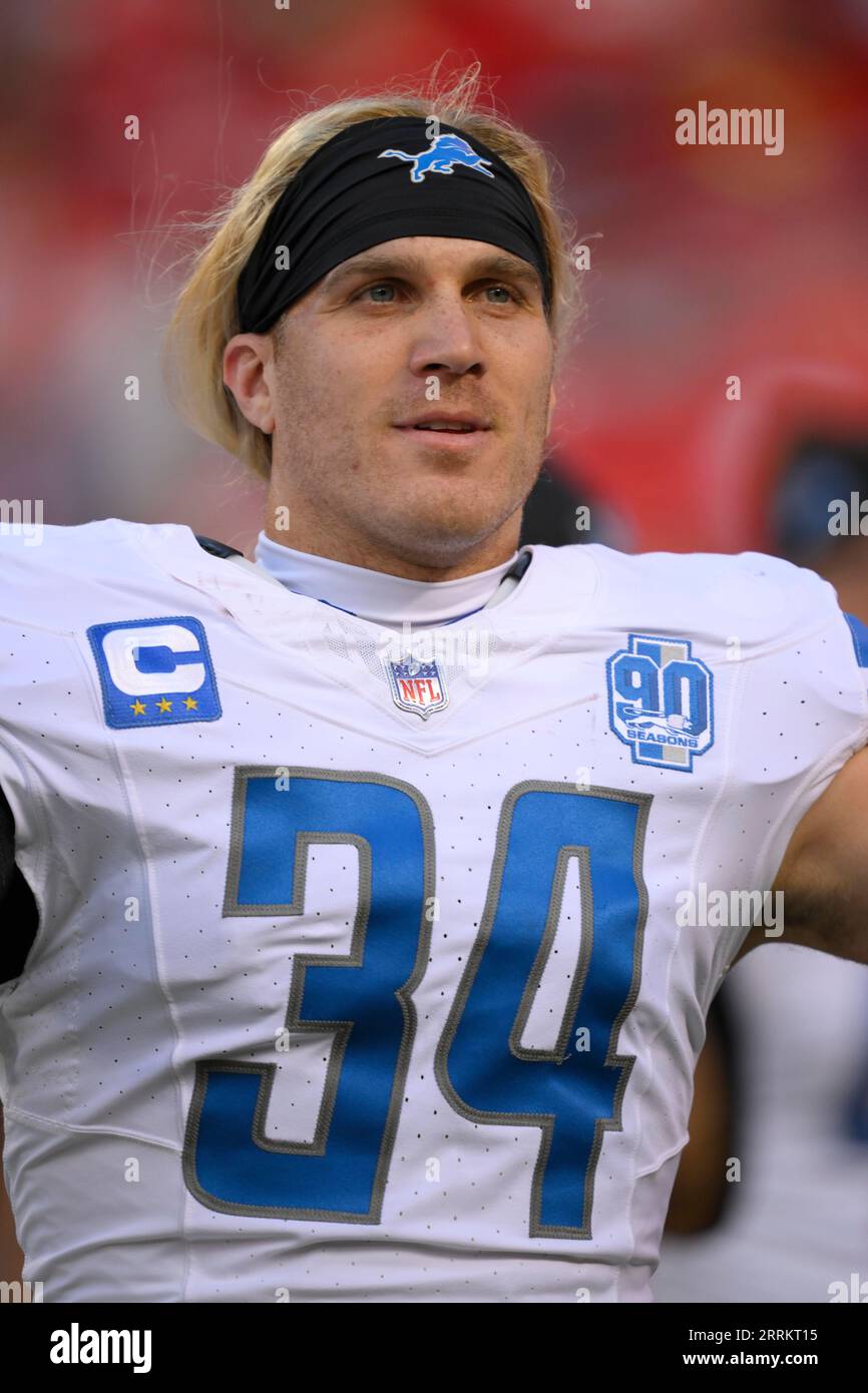 Detroit Lions linebacker Alex Anzalone before the start of an NFL ...