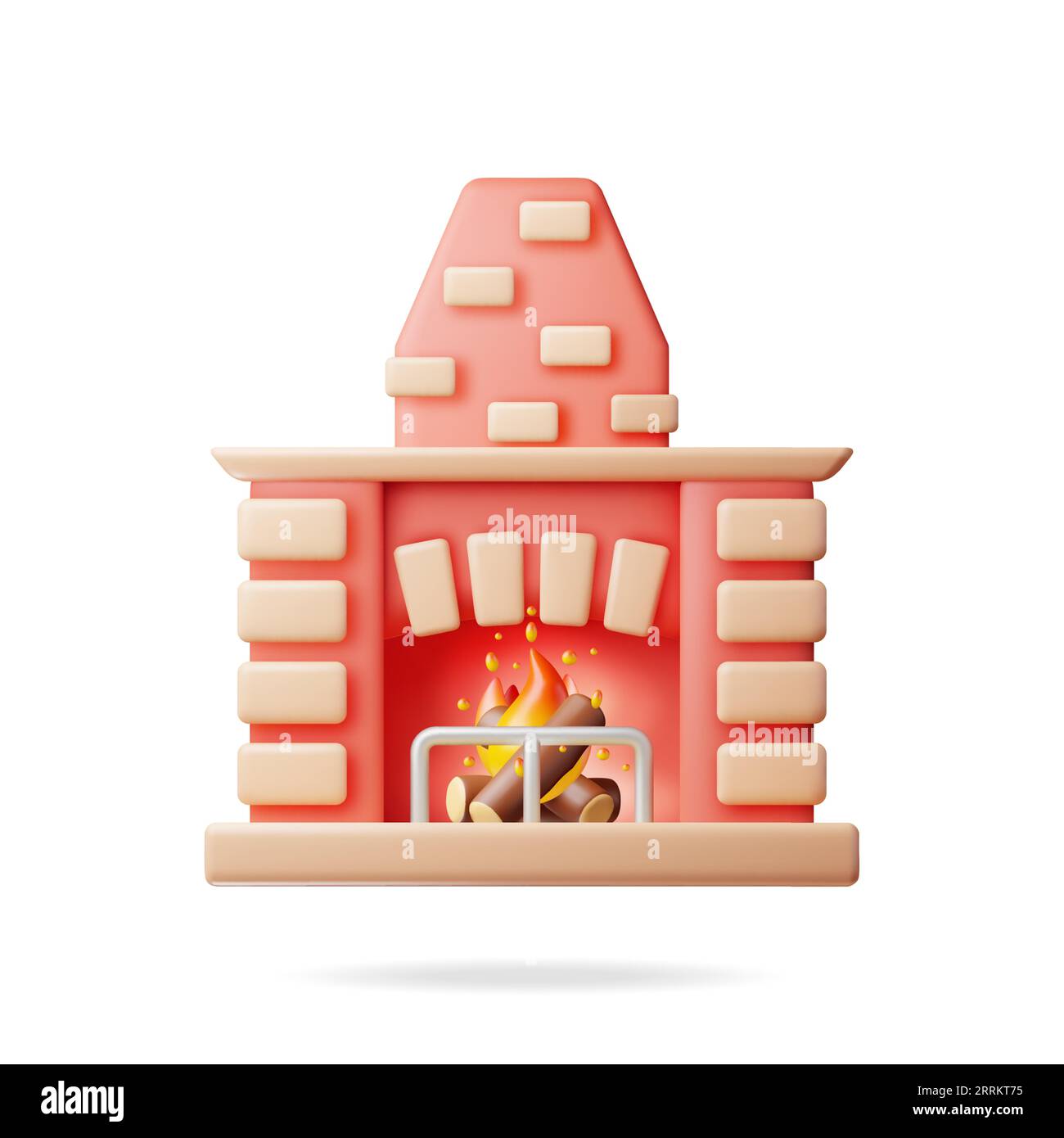 3D Fireplace with Burning Wood Stock Vector Image & Art - Alamy