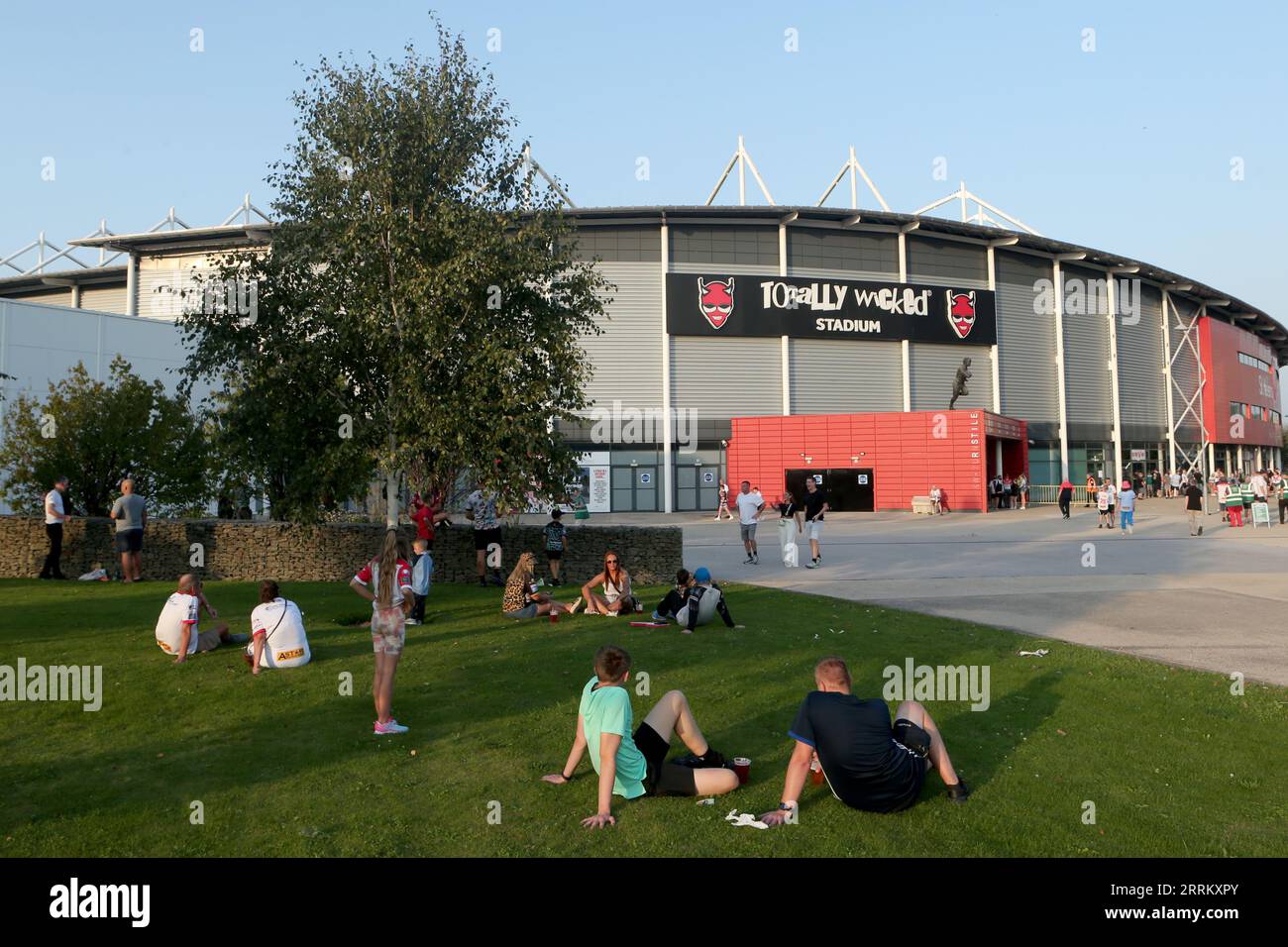 A general view outside the ground as fans arrive ahead of the Betfred ...