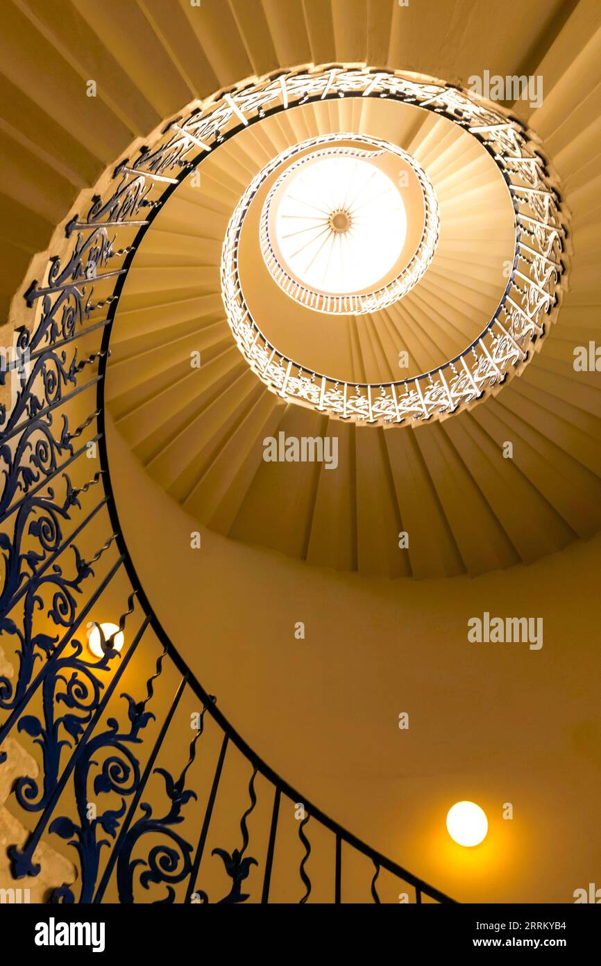 England, London, Greenwich, The Queen's House, The Tulip Staircase ...