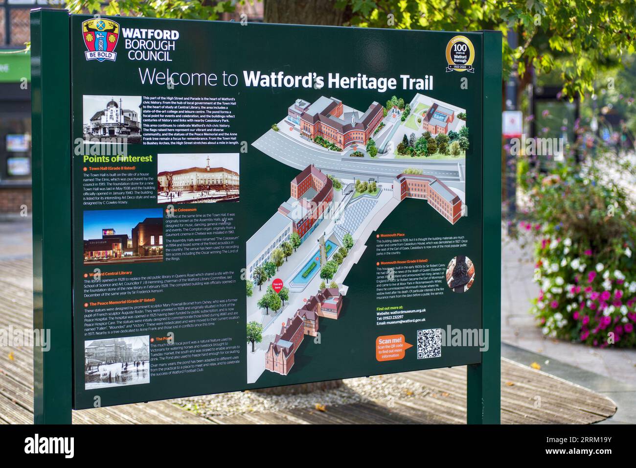 Watford Heritage Trail display board, The Parade, High Street, Watford ...