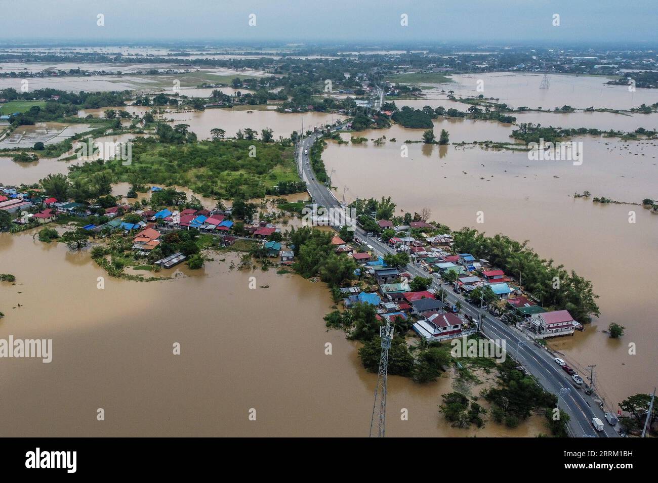 220926 -- BULACAN, Sept. 26, 2022 -- Aerial photo shows flooded area ...
