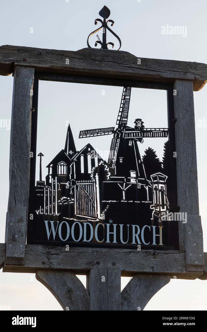 England, Kent, Woodchurch Village, Village Sign Stock Photo - Alamy