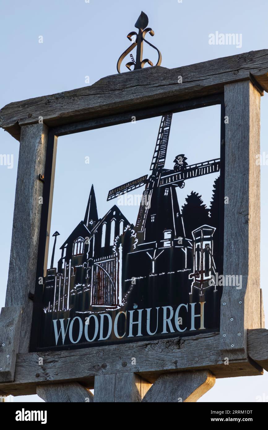 England, Kent, Woodchurch Village, Village Sign Stock Photo - Alamy