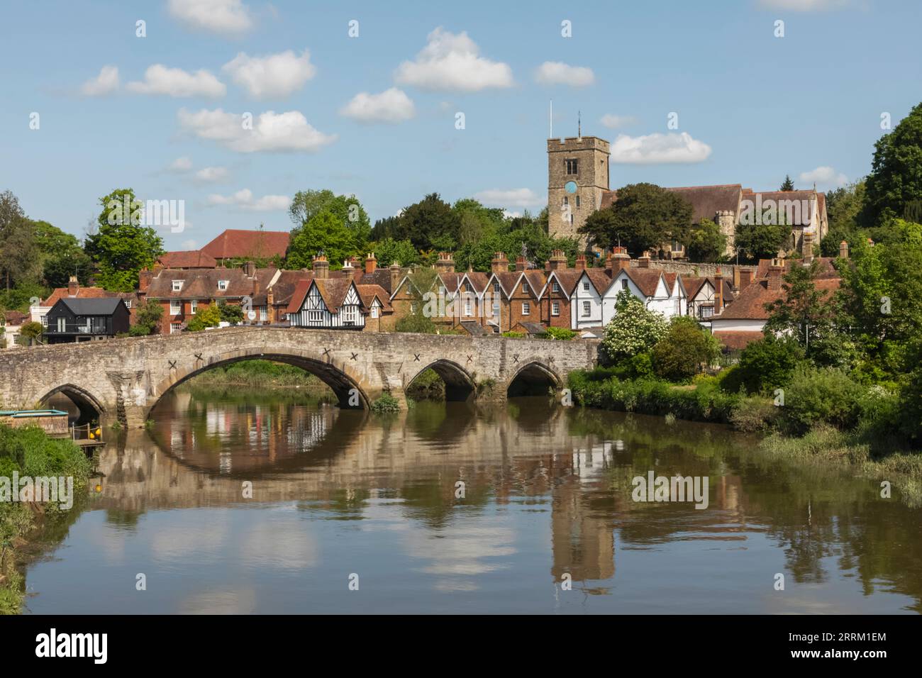 England, Kent, Maidstone, Aylesford Village and River Medway Stock ...