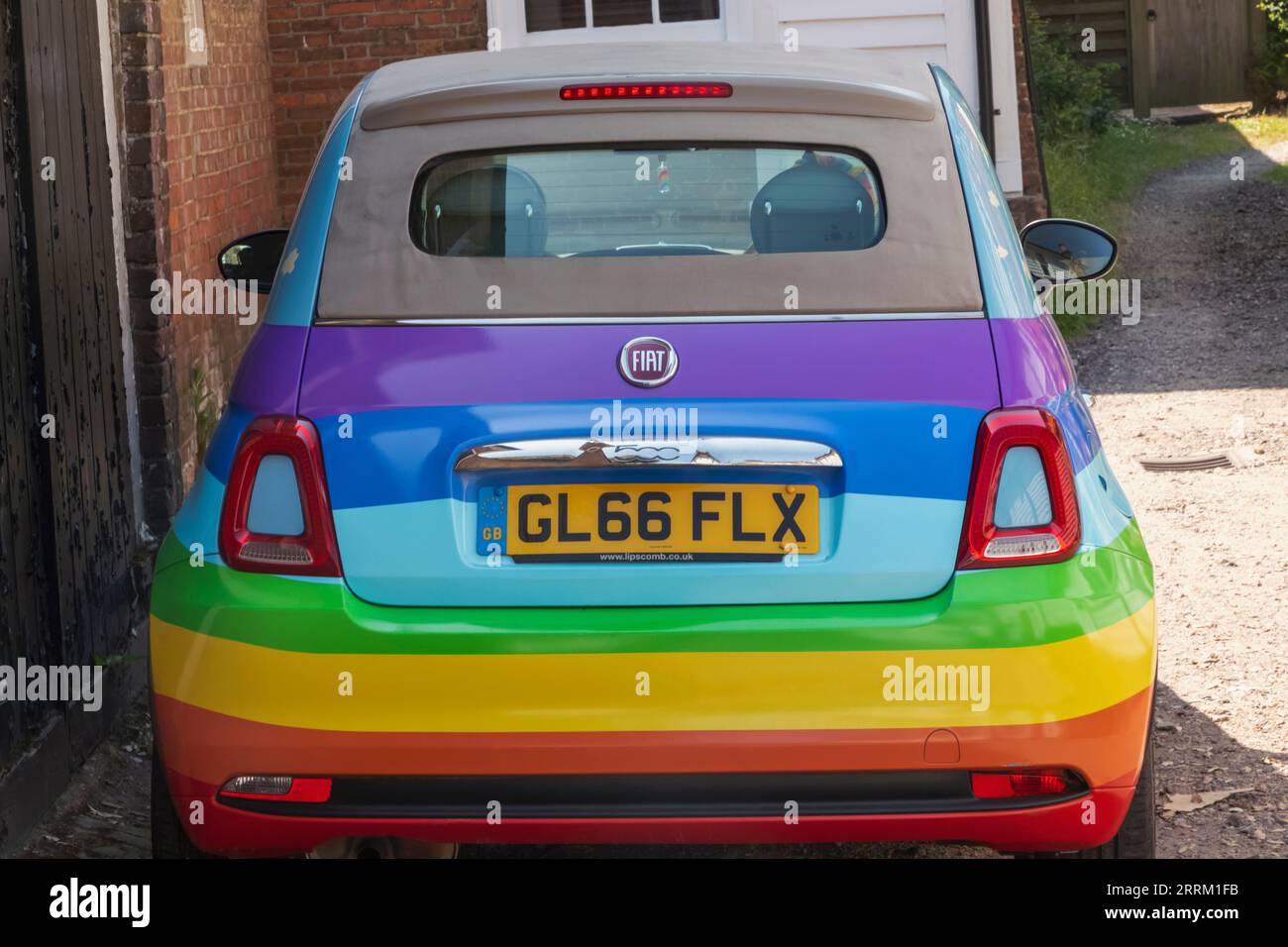 Colourful fiat car painted with lgbt rainbow colours hi-res stock ...