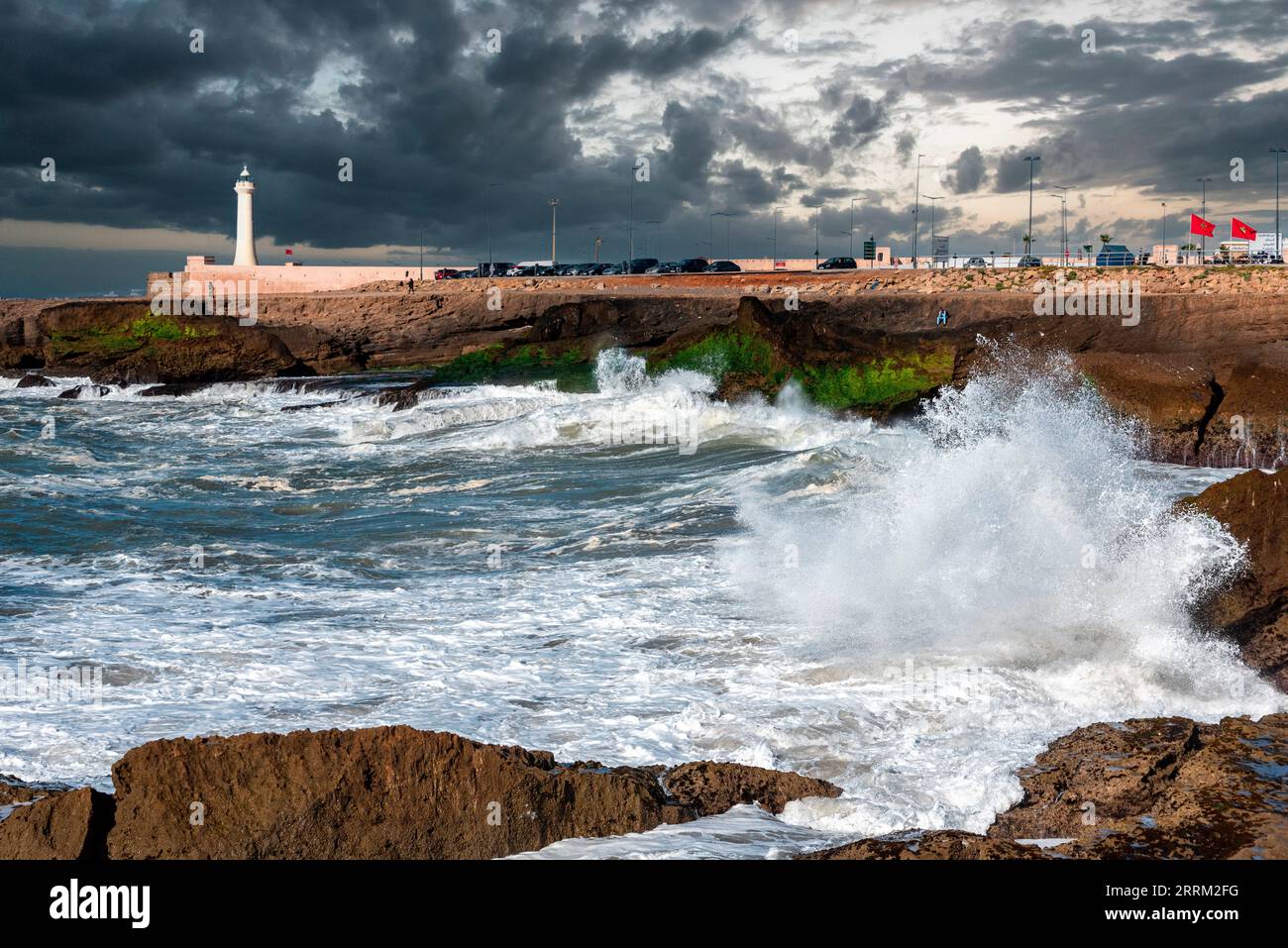The lighthouse of Rabat during stormy sea, Morocco Stock Photo - Alamy