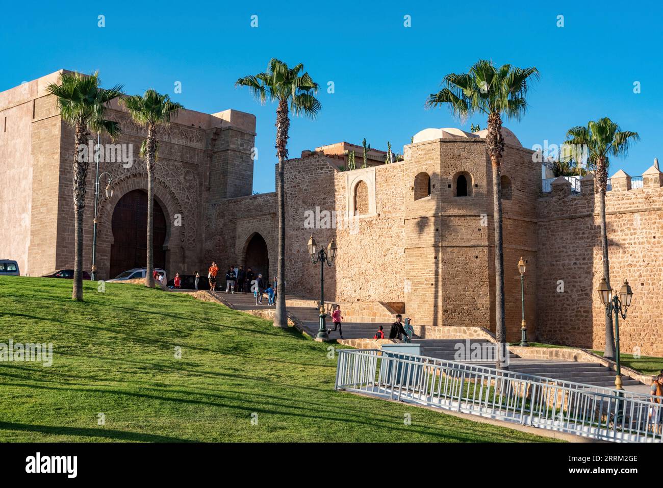 Ancient wall and main gate of the famous Kasbah of the Udayas in ...