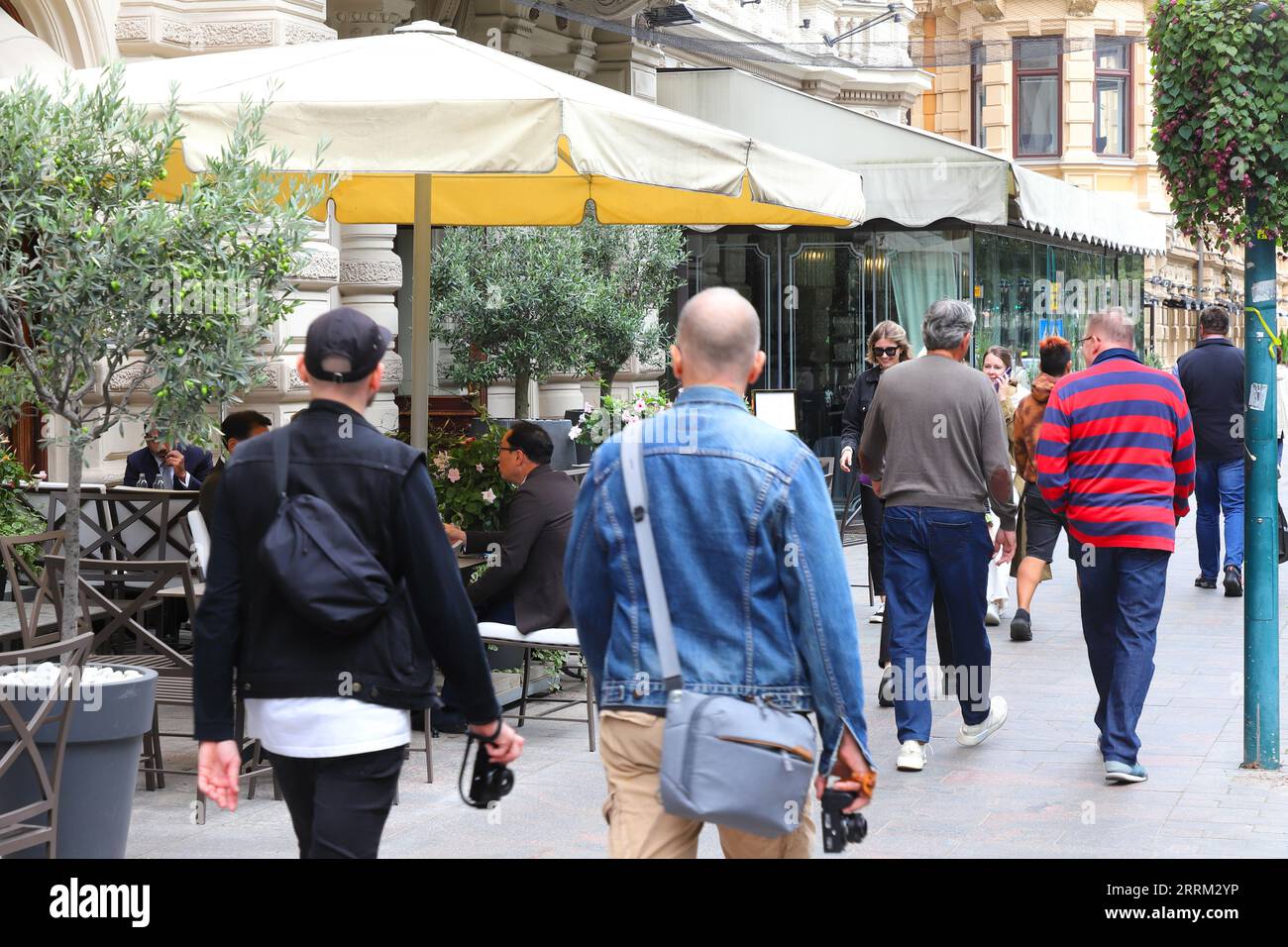 Helsinki, Finland - September 5, 2023: People strolling on the ...