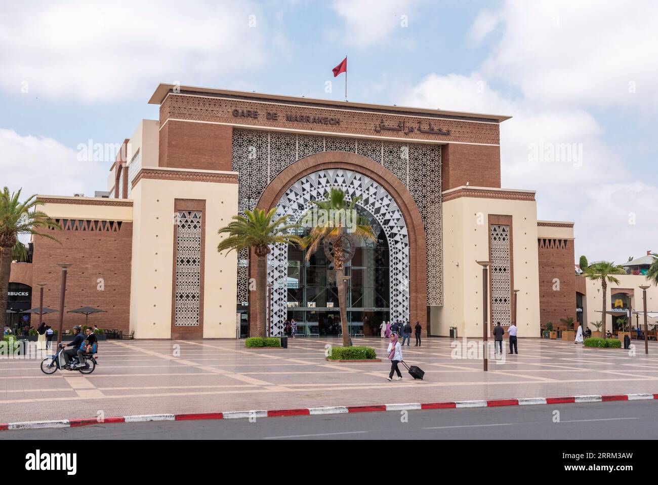 Marrakech, Morocco, Modern oriental building of the central train ...