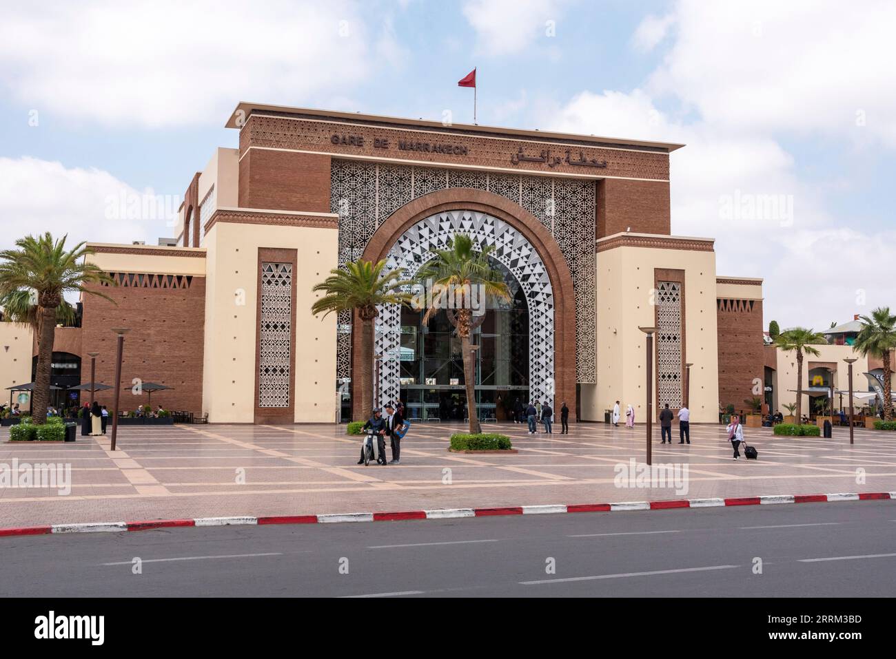 Modern oriental building of the central train station of marrakech hi ...