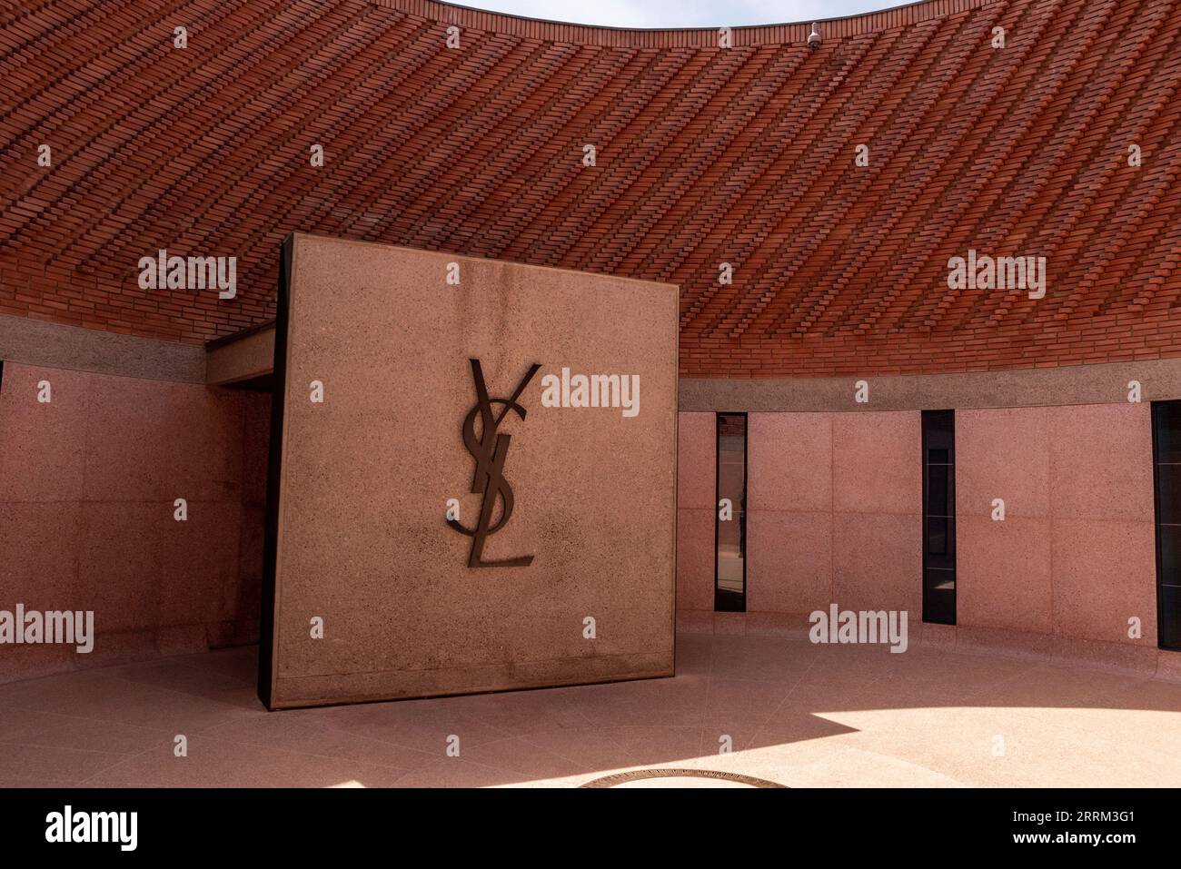 Marrakech, Morocco, Initals of Yves Saint Laurent in the patio of his ...