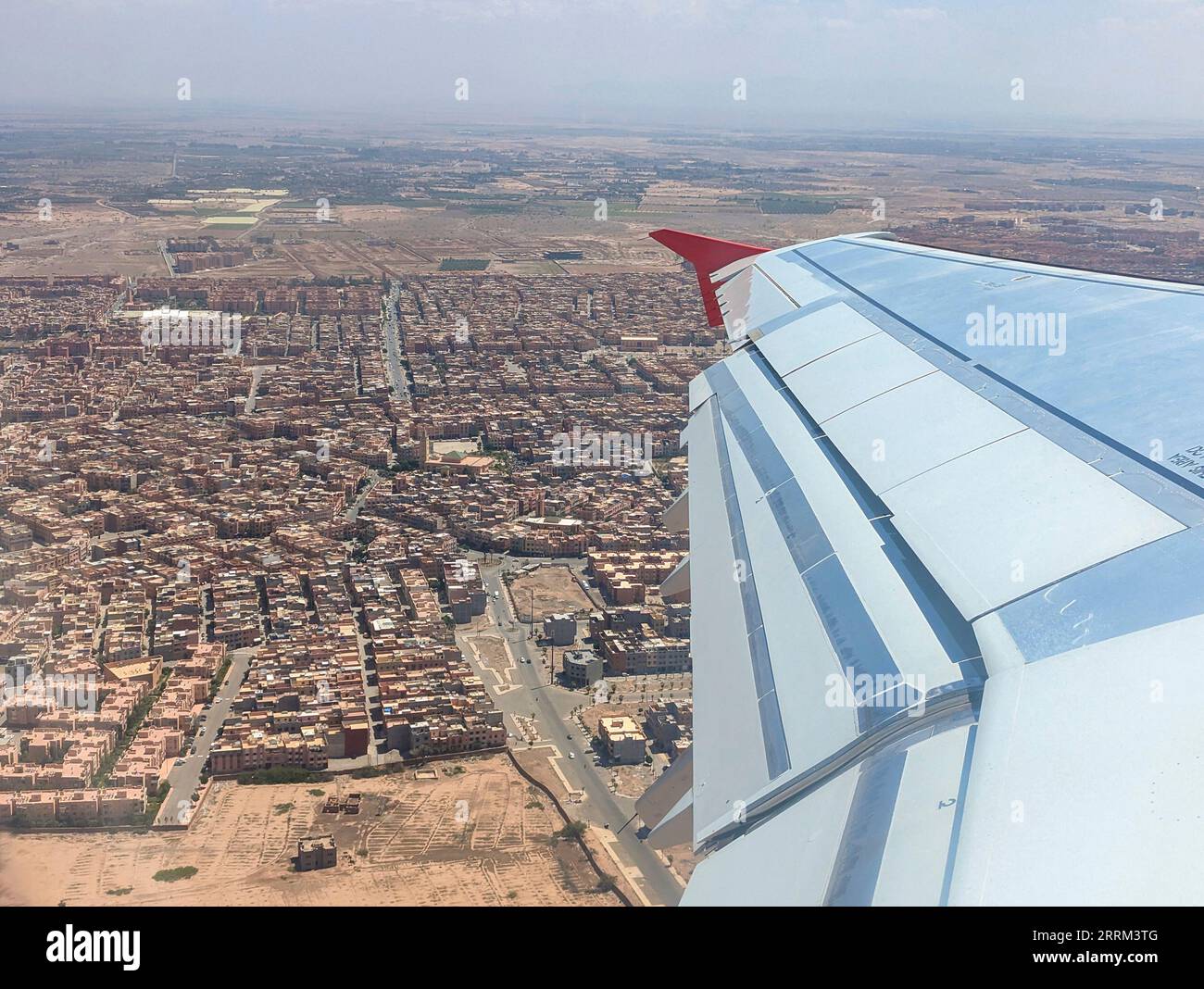 Aerial view of the moroccan landscape and downtown marrakesh hi-res ...