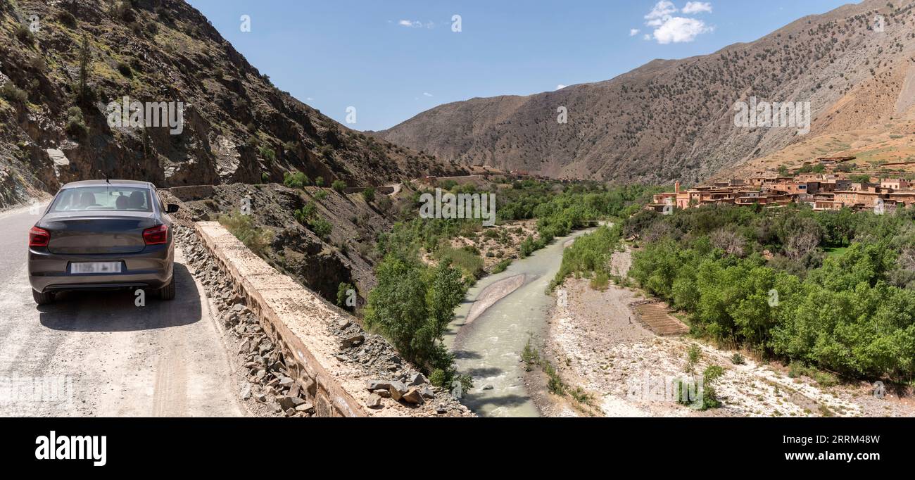 Picturesque village Douar Ouddift at the Tizi n'Test pass in the Atlas ...