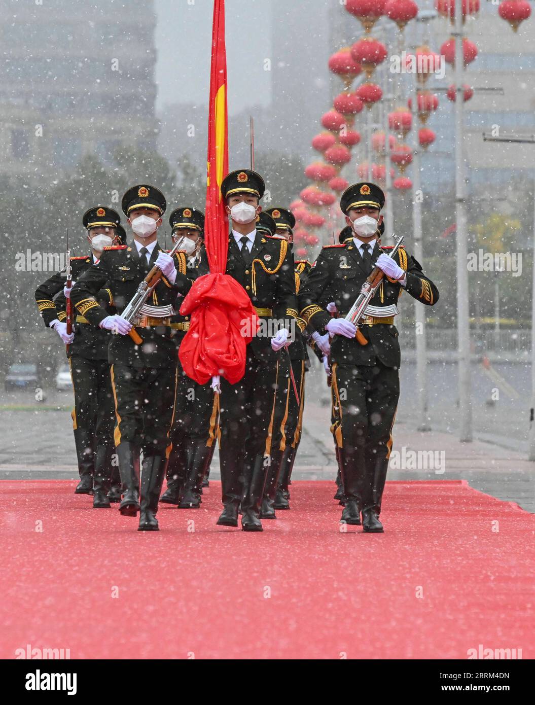 221001 -- URUMQI, Oct. 1, 2022 -- A flag-raising ceremony is held to ...