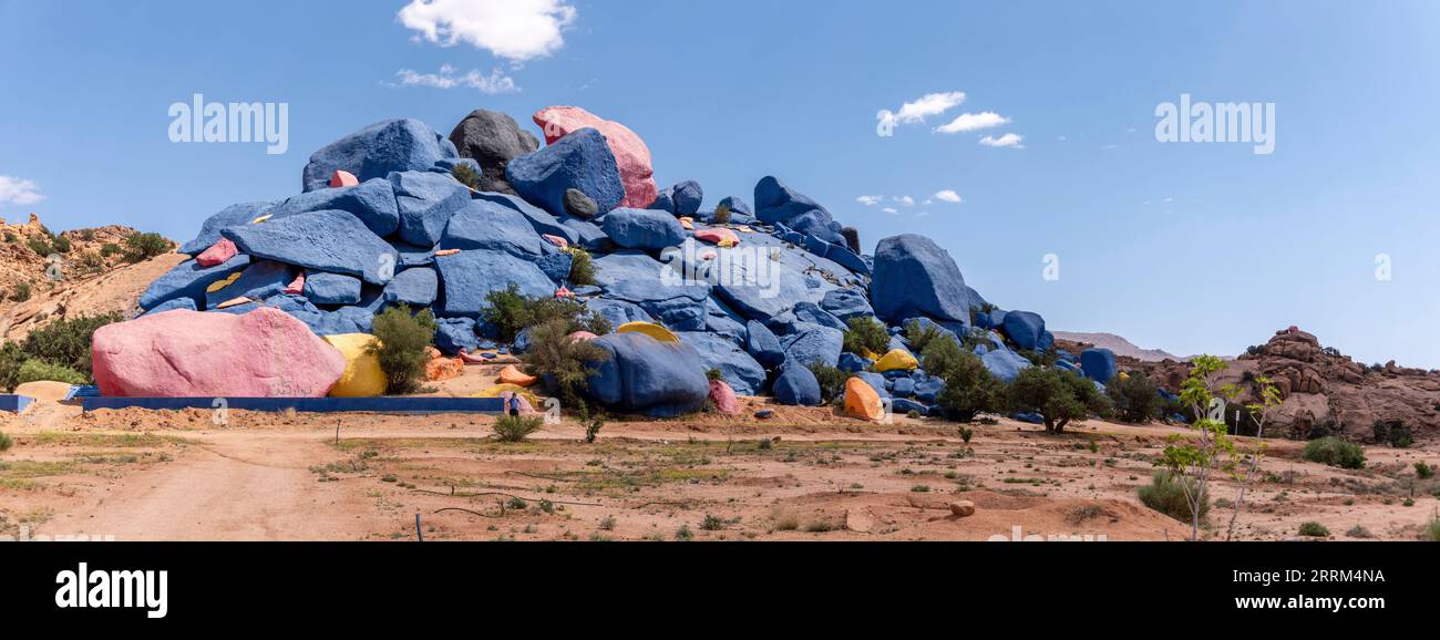 Famous painted rocks in the Tafraoute valley in South Morocco Stock ...