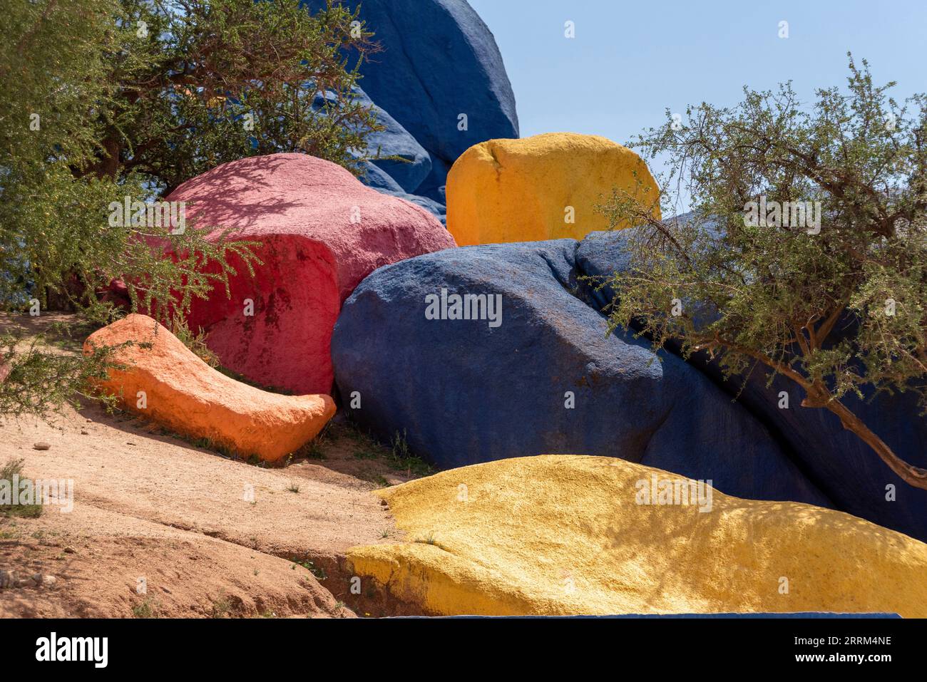 Famous painted rocks in the Tafraoute valley in South Morocco Stock ...