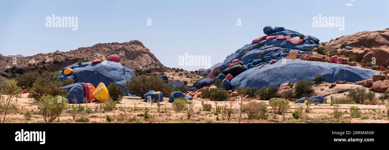 Famous painted rocks in the Tafraoute valley in South Morocco Stock ...