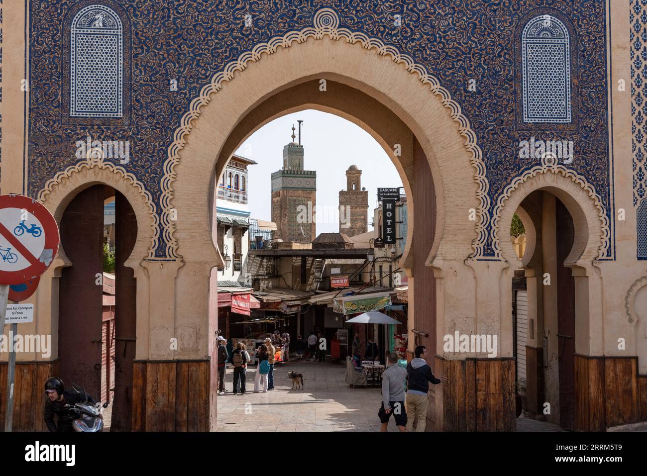 Famous town gate Bab Boujloud in the medina of Fes, Morocco Stock Photo ...