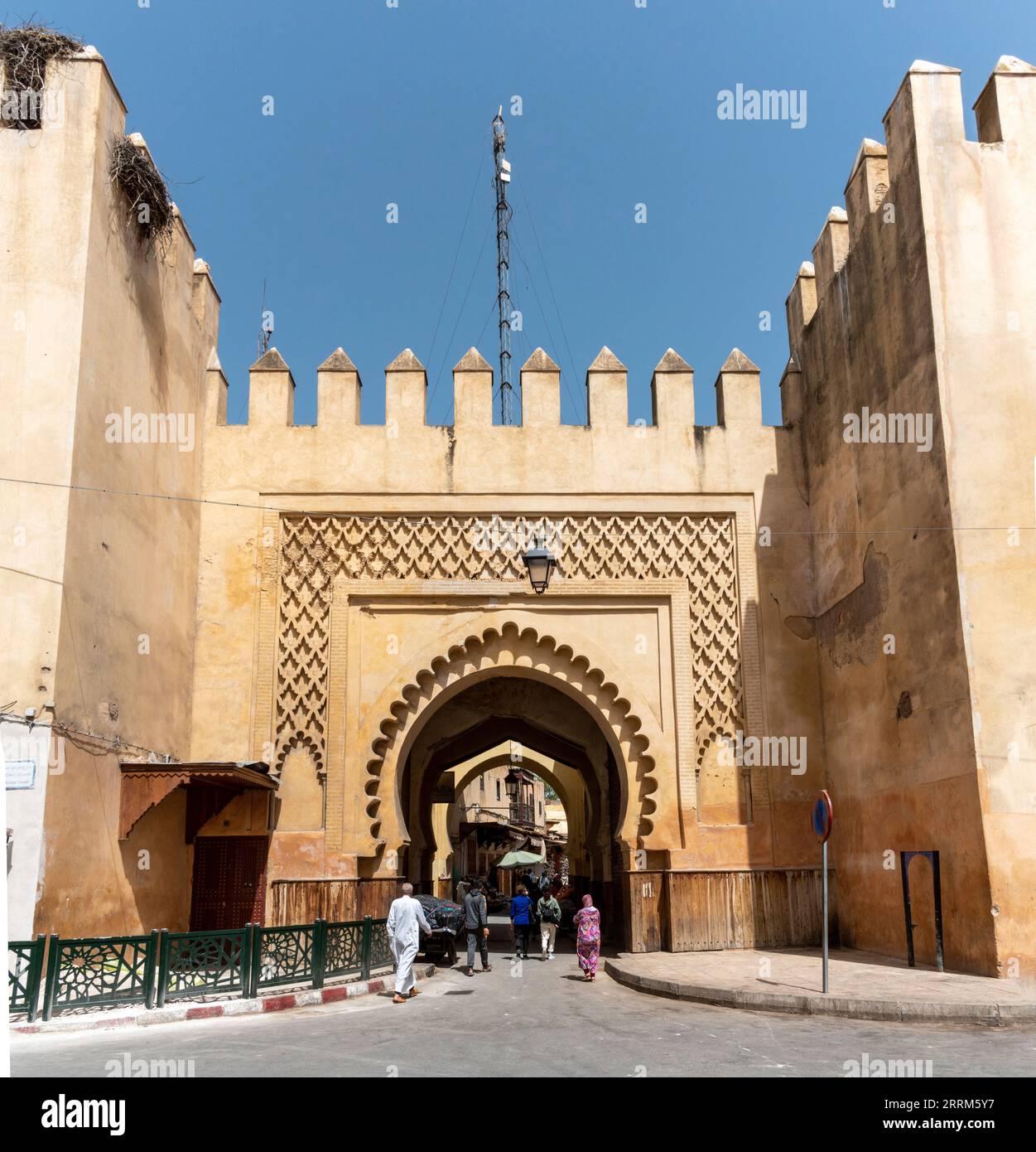 Scenic oriental gate Bab Semmarine in the medina of Fes, Morocco Stock ...