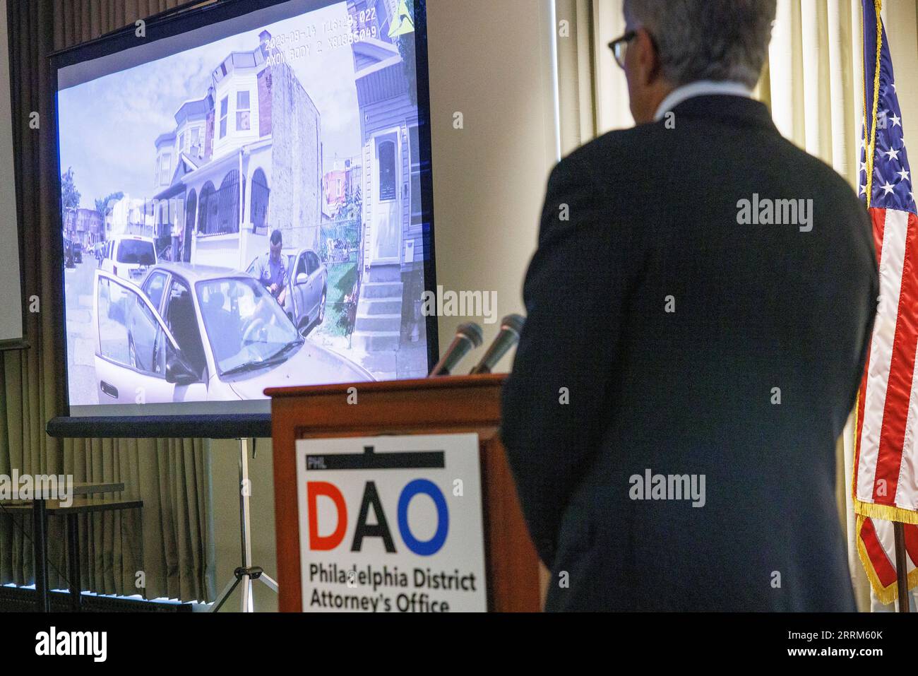 Philadelphia District Attorney Larry Krasner looking at moment before ...