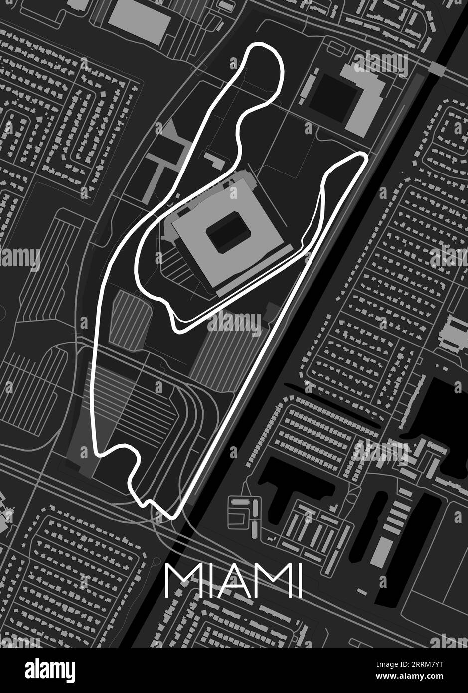 Miami International Autodrome Track Map for Poster Wall Art Stock ...