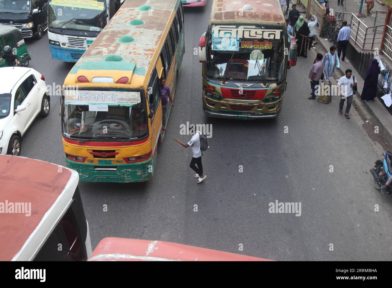 Dhak Bangladesh September 08,2023.The bus is stopping at many places ...