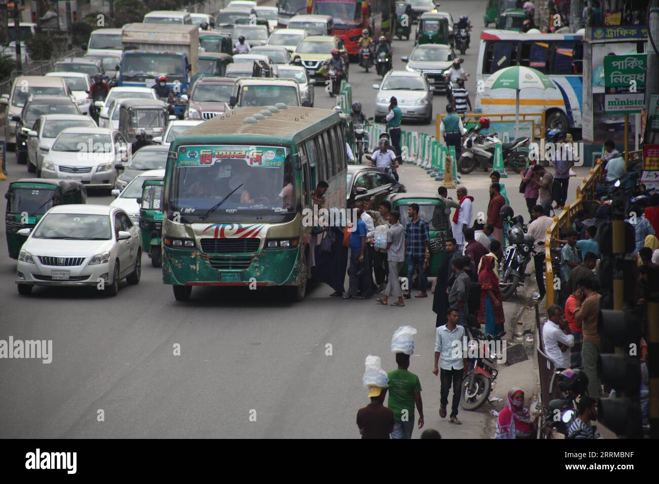 Dhak Bangladesh September 08,2023.The bus is stopping at many places ...