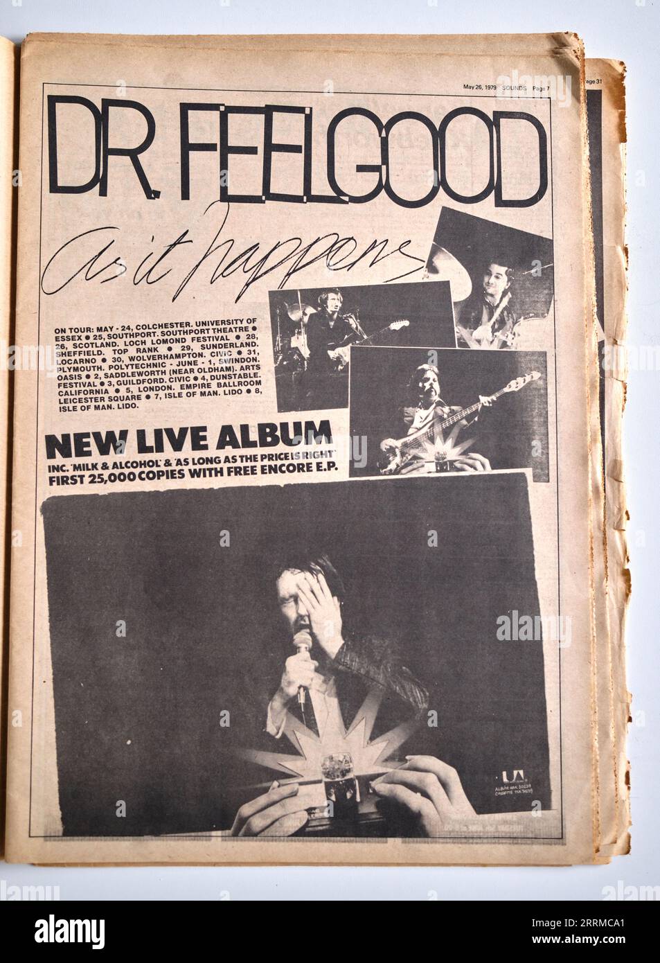 Advert for Dr Feelgood New Live Album in 1970s issue of Sounds Music ...