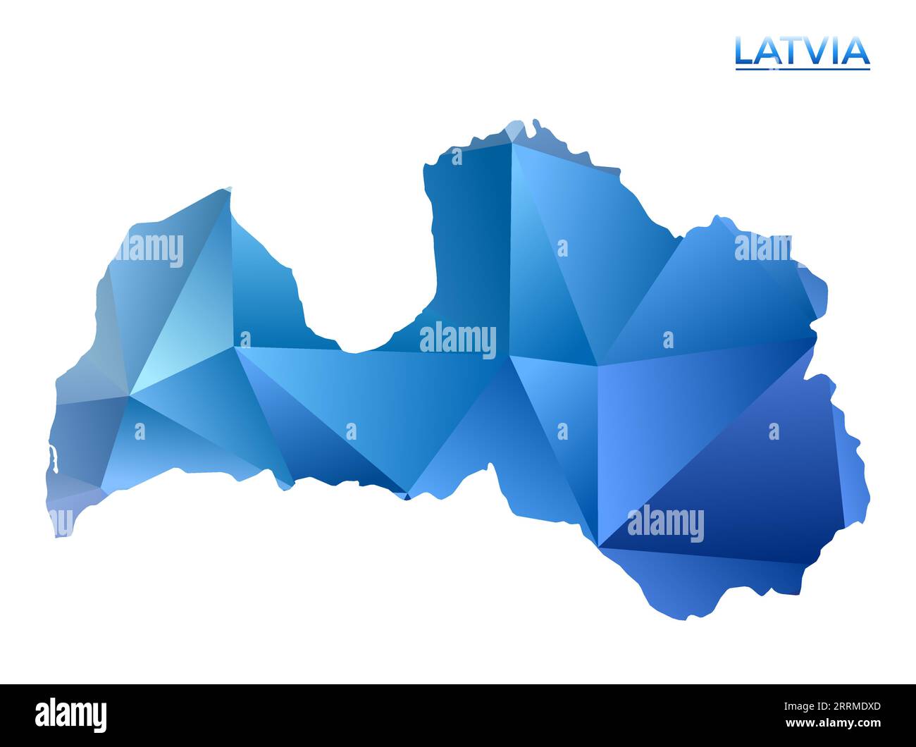 Vector polygonal map of Latvia. Vibrant geometric country in low poly ...