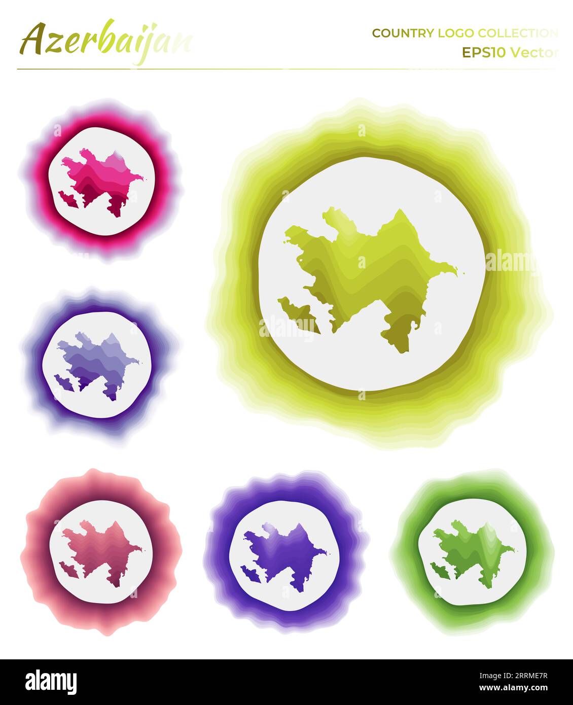 Azerbaijan logo collection. Colorful badge of the country. Layers ...