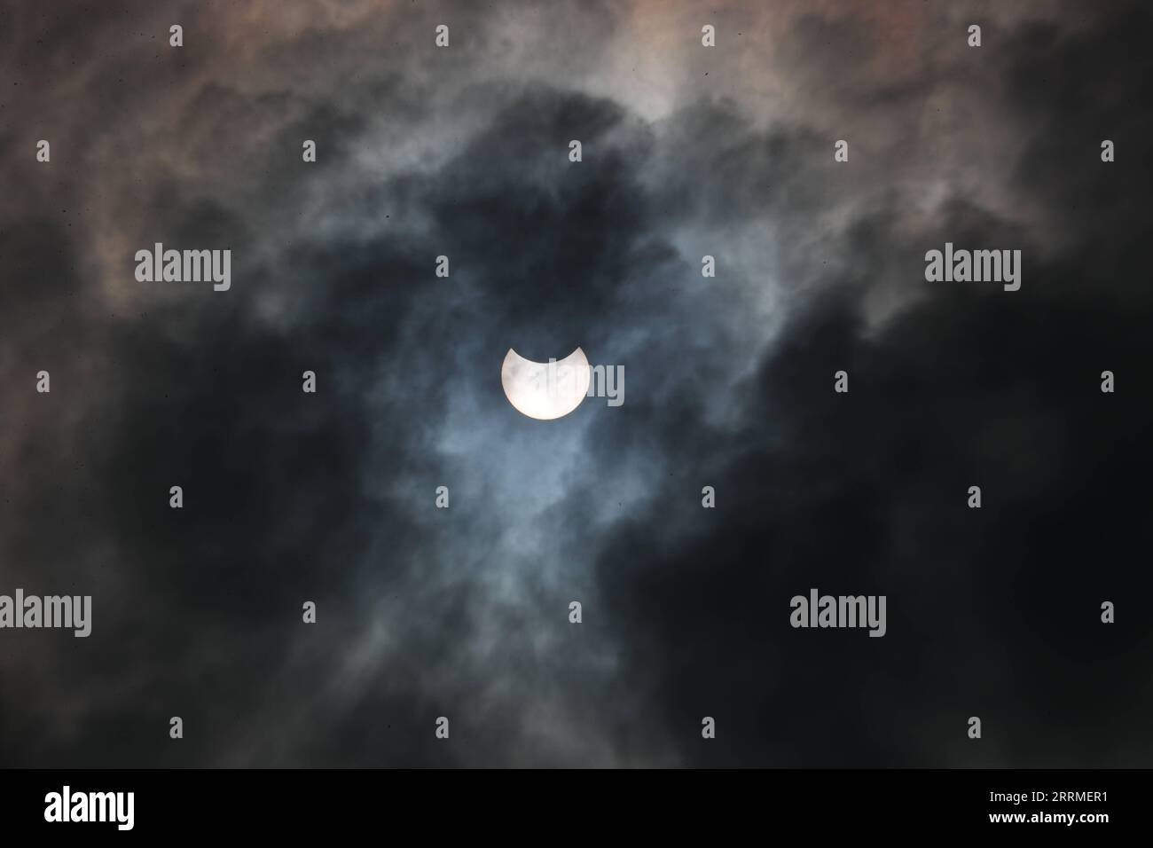 221025 -- CAIRO, Oct. 25, 2022 -- A partial solar eclipse is pictured ...
