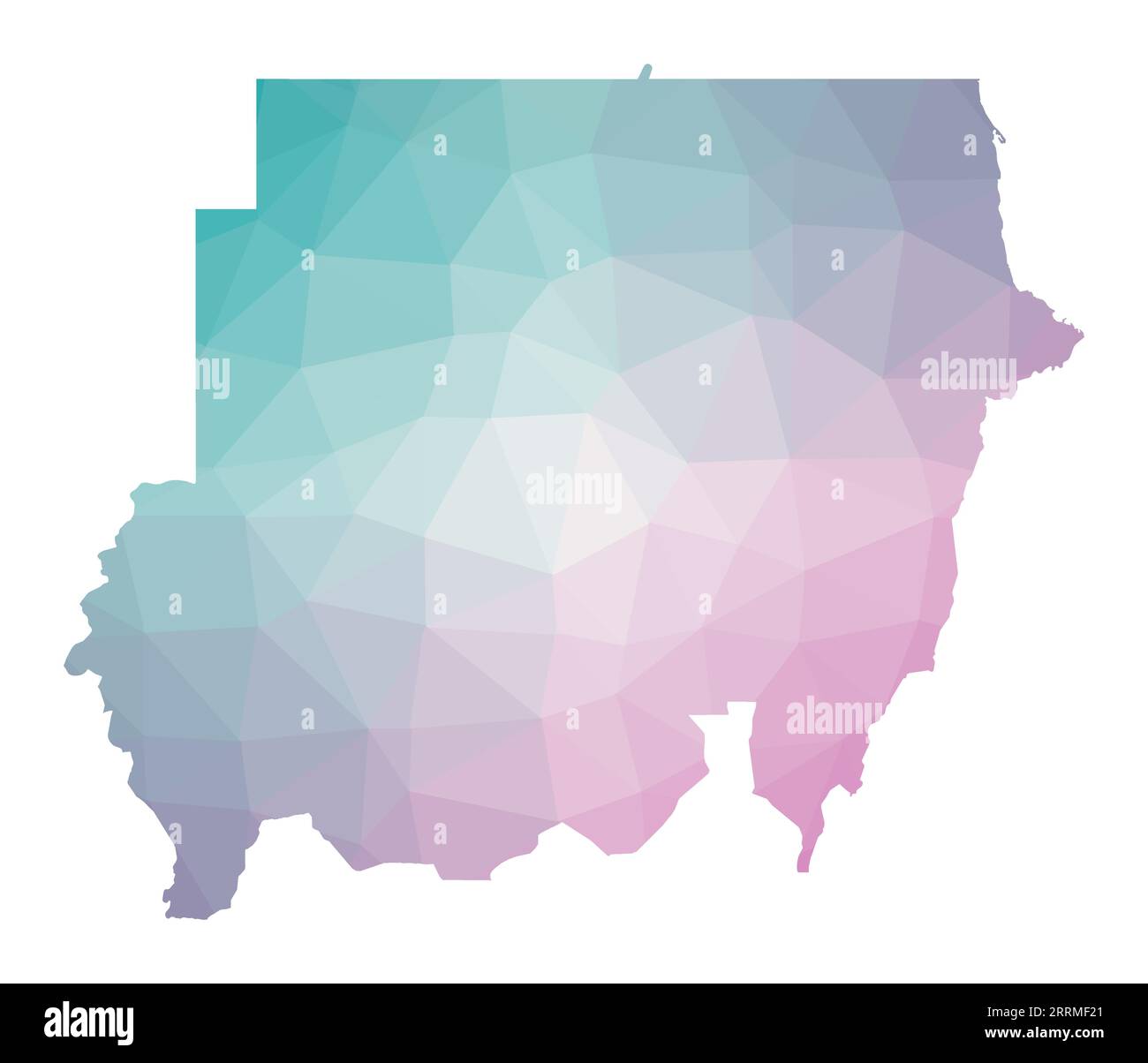 Polygonal map of Sudan. Geometric illustration of the country in ...