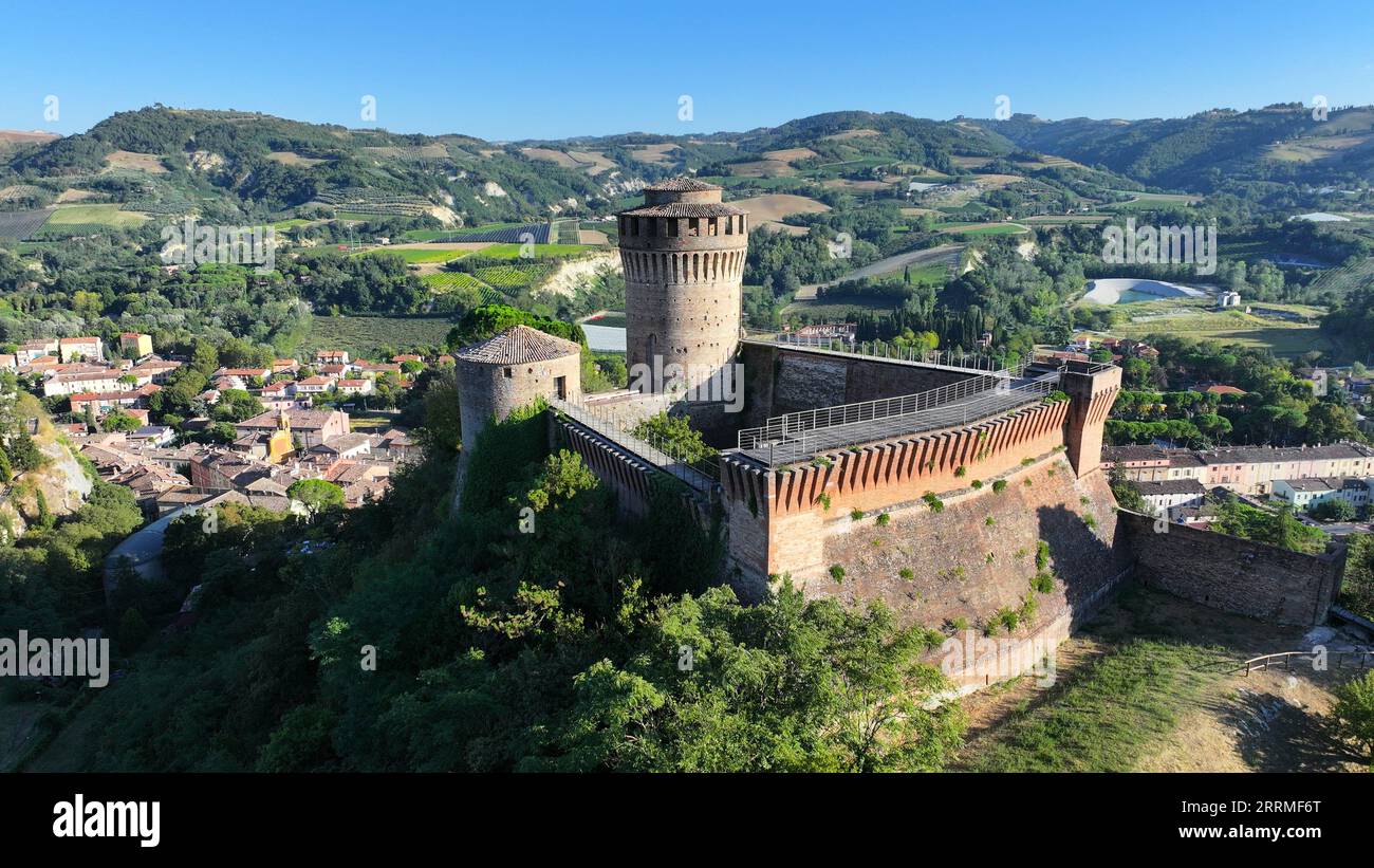 aerial view of the Manfrediana and Venetian Fortress of Brisighella ...