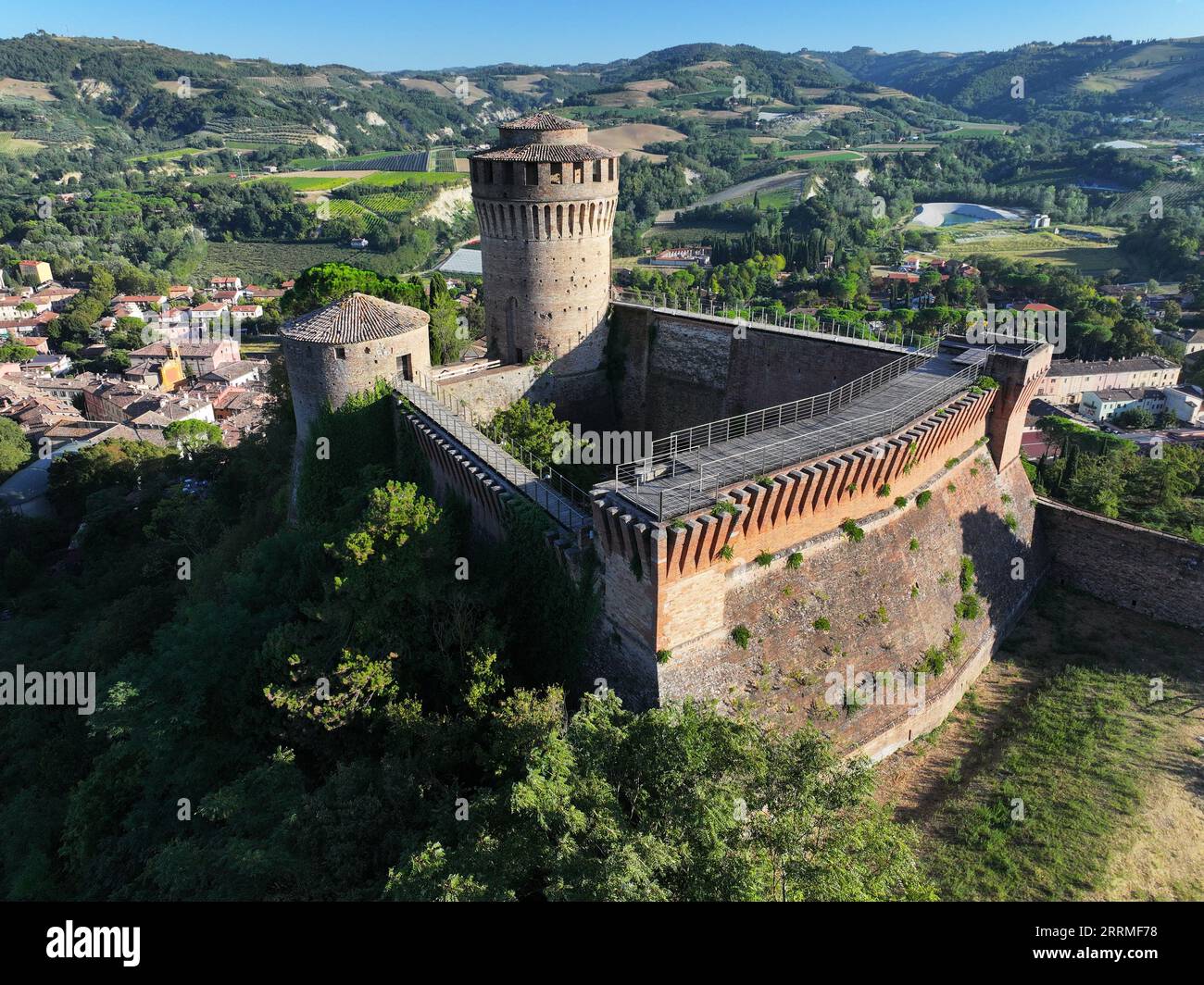 aerial view of the Manfrediana and Venetian Fortress of Brisighella ...