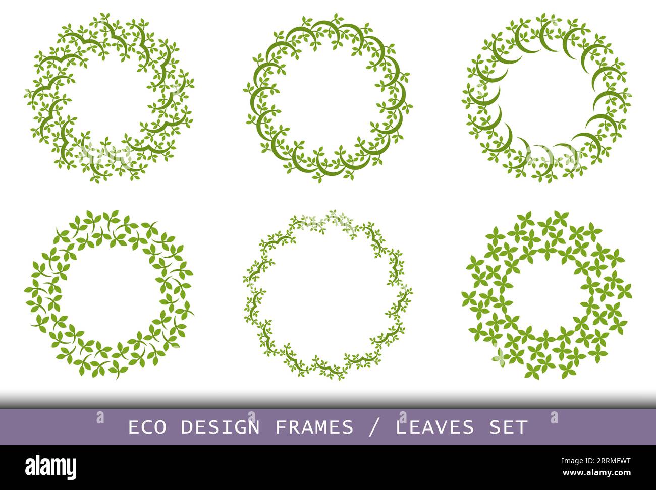 Illustration of leaves floral circular frame. Vector illustration set ...