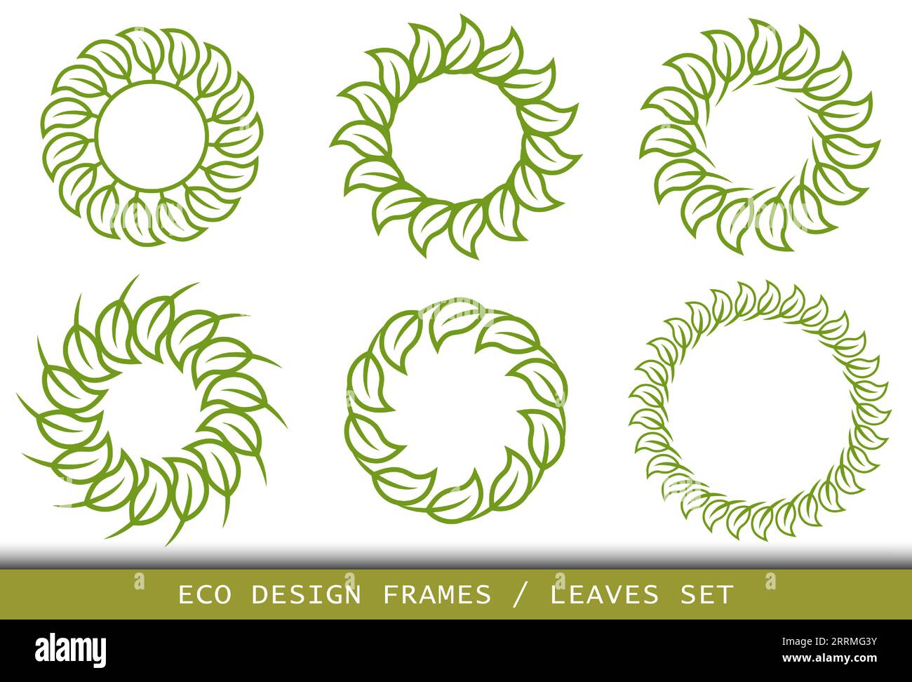 Illustration of leaves floral circular frame. Vector illustration set ...