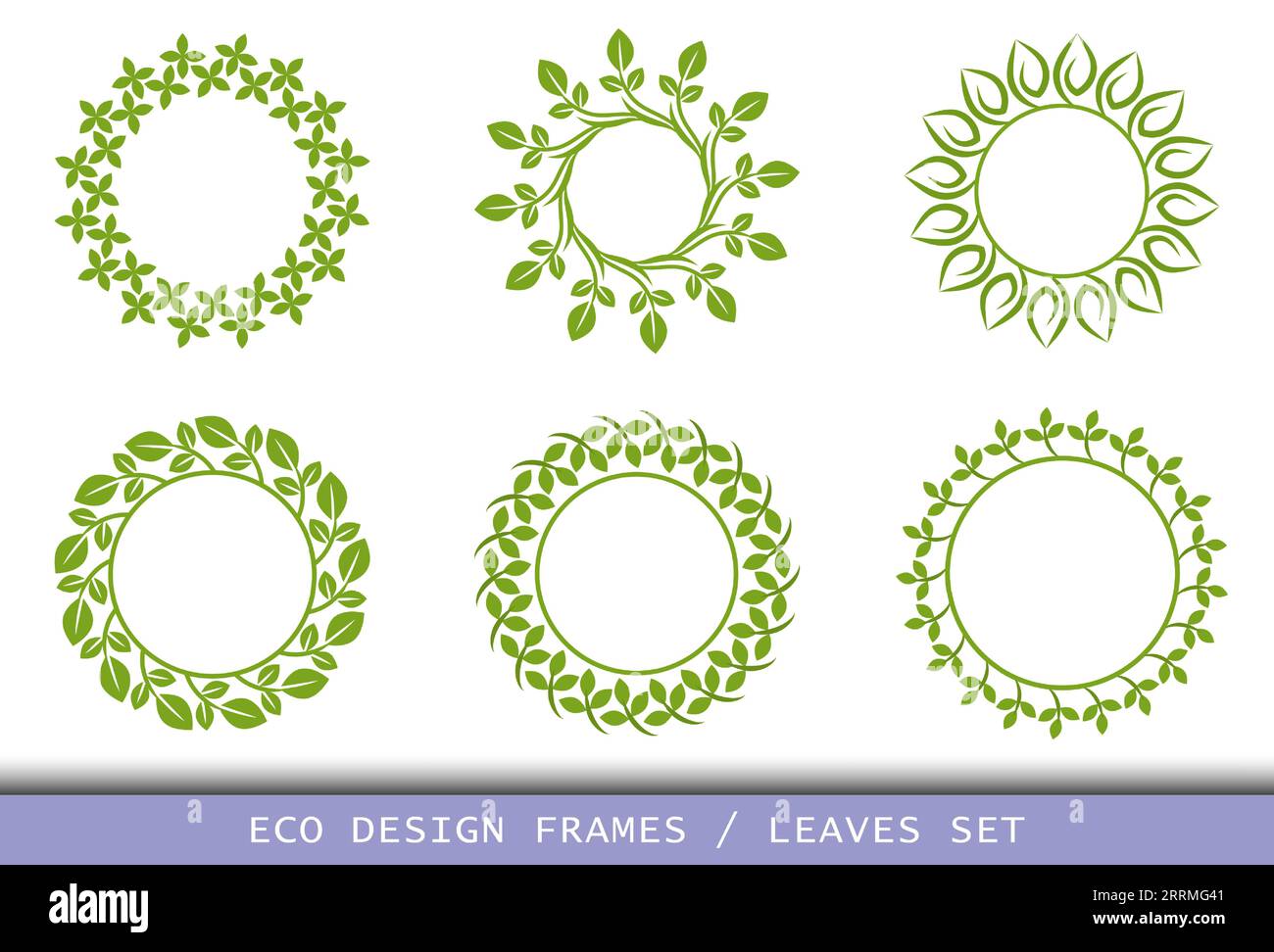 Illustration of leaves floral circular frame. Vector illustration set ...