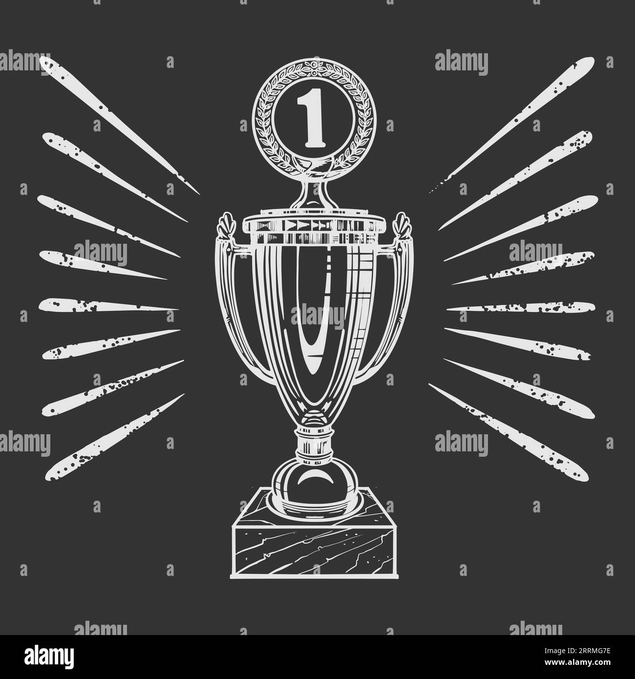 Square poster with a winner s cup and rays of glory on a dark ...