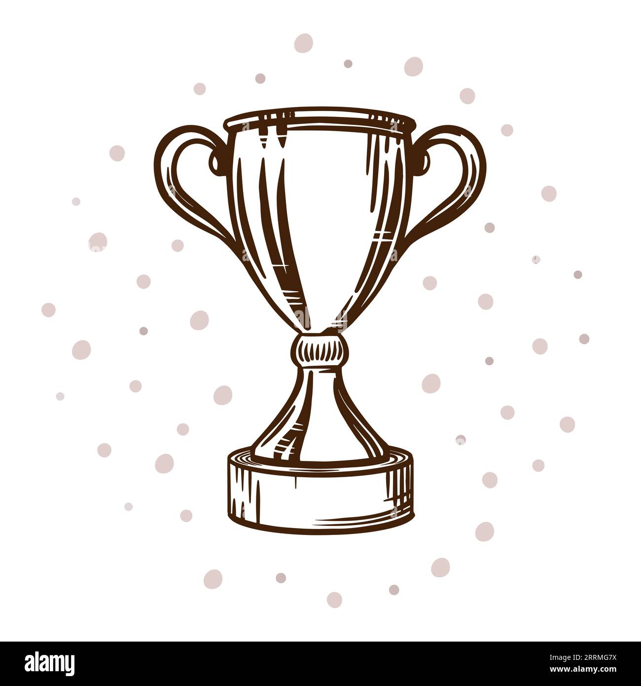 Winner s Cup sketch in brown ink on a white background with splashes ...