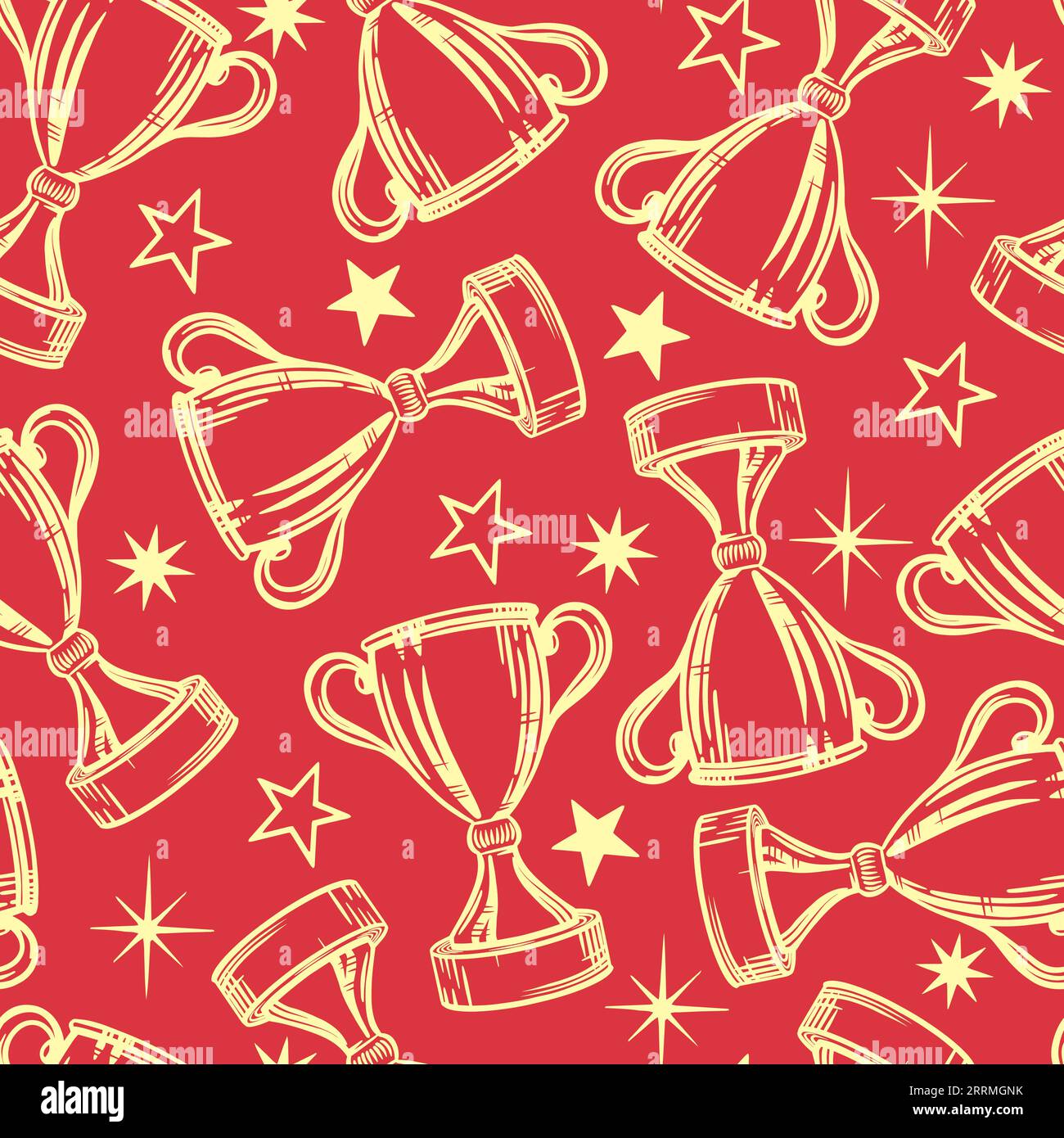 Winner cup seamless pattern with stars. On a red background. Vector ...