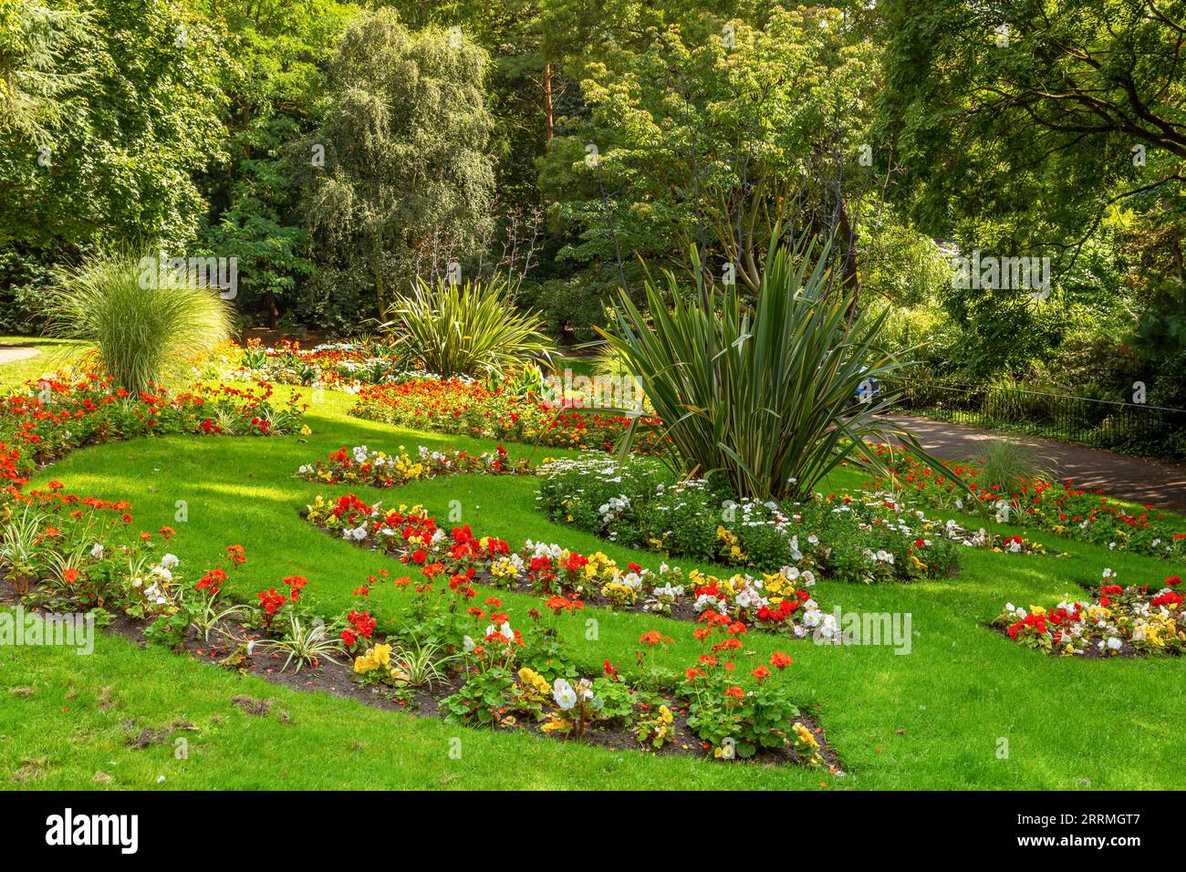Beautiful, peaceful landscape with vibrant trees and plants at ...
