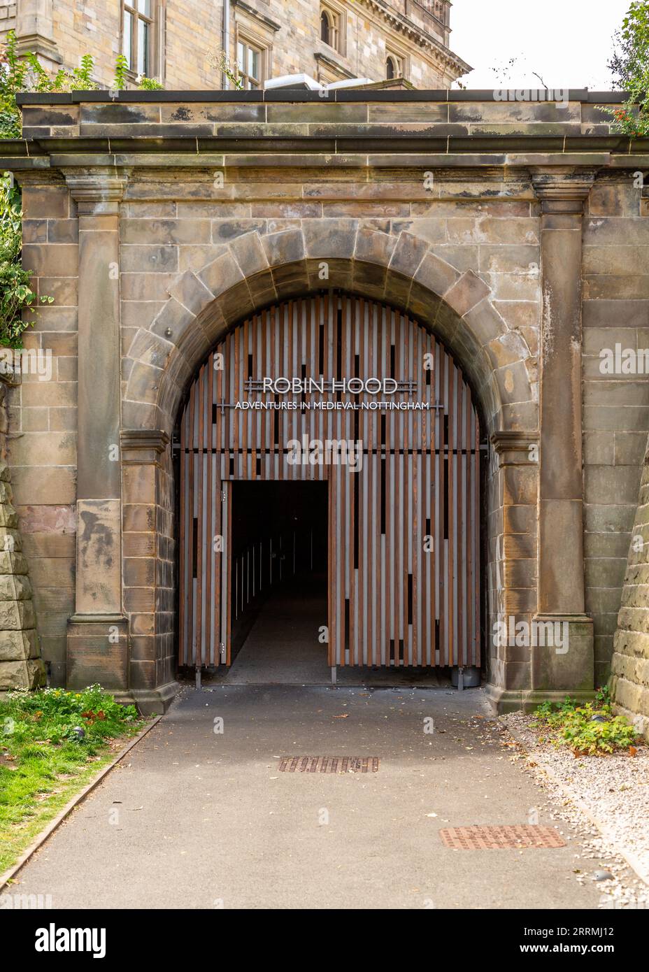 Entrance to Robin Hood adentures attraction at Nottingham Castle, UK ...