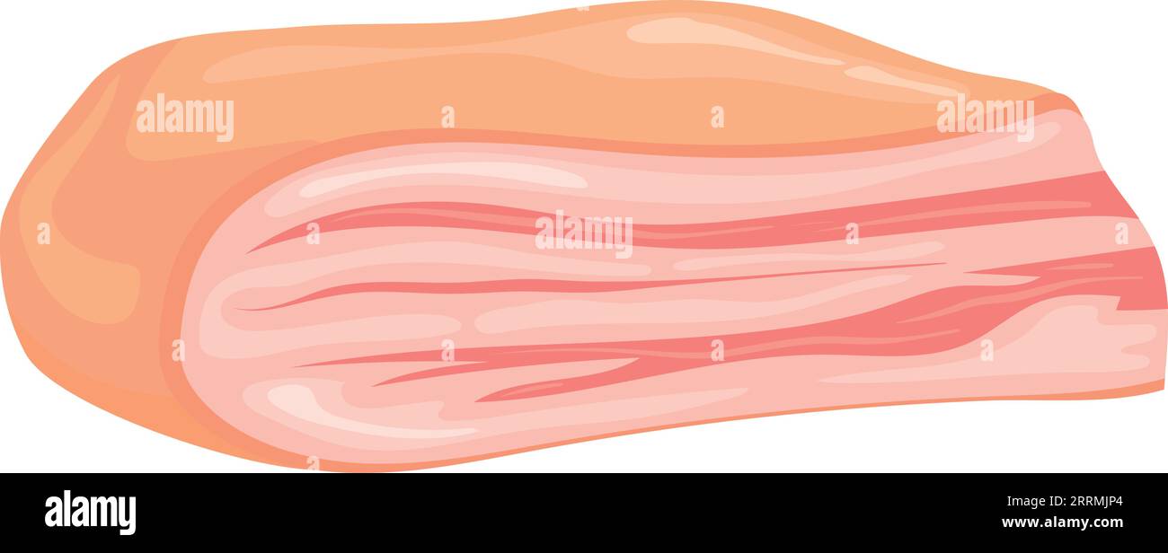 Raw bacon cartoon icon. Pork meat piece isolated on white background ...
