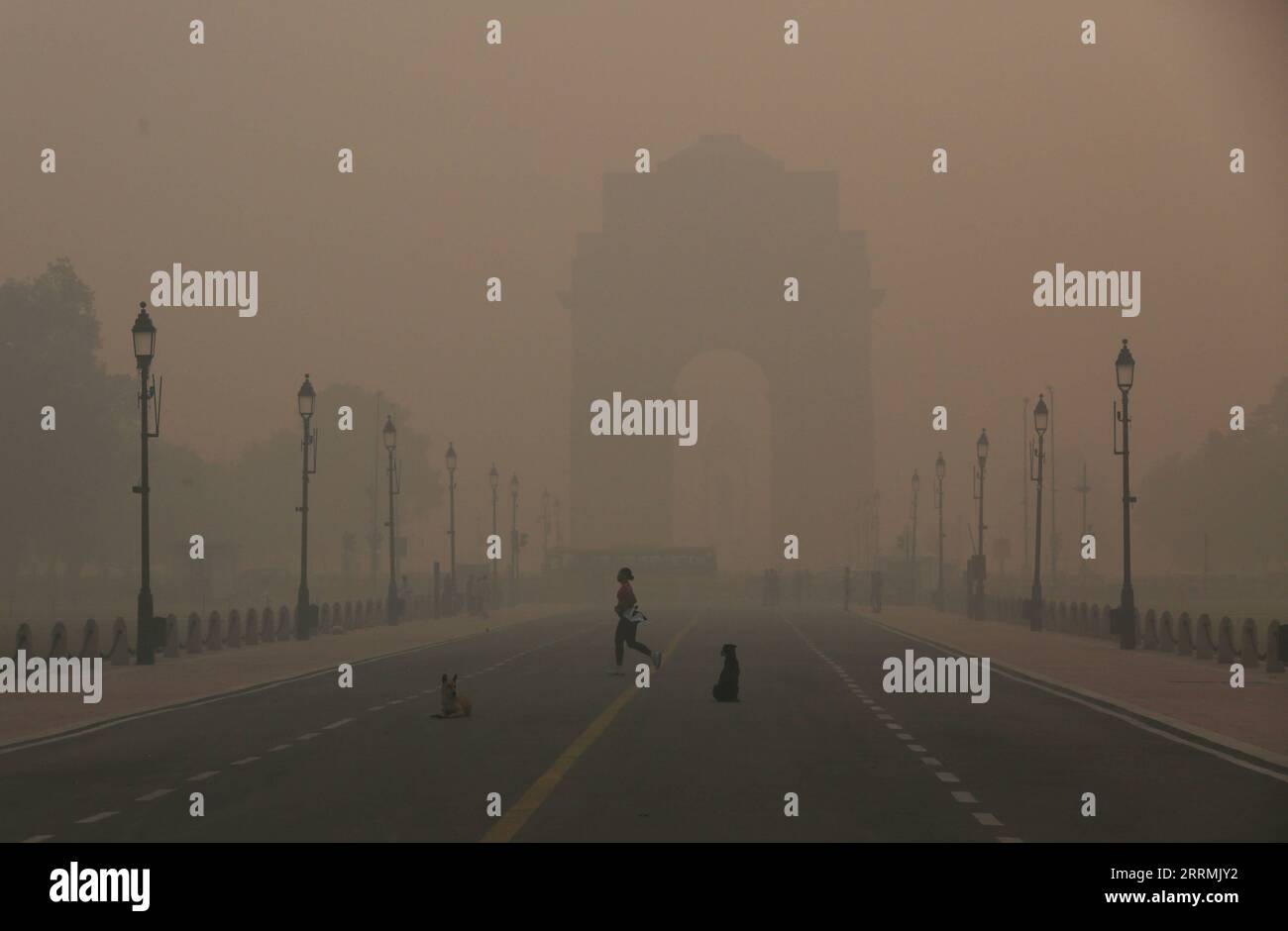 221103 -- NEW DELHI, Nov. 3, 2022 -- A pedestrian walks near the India ...