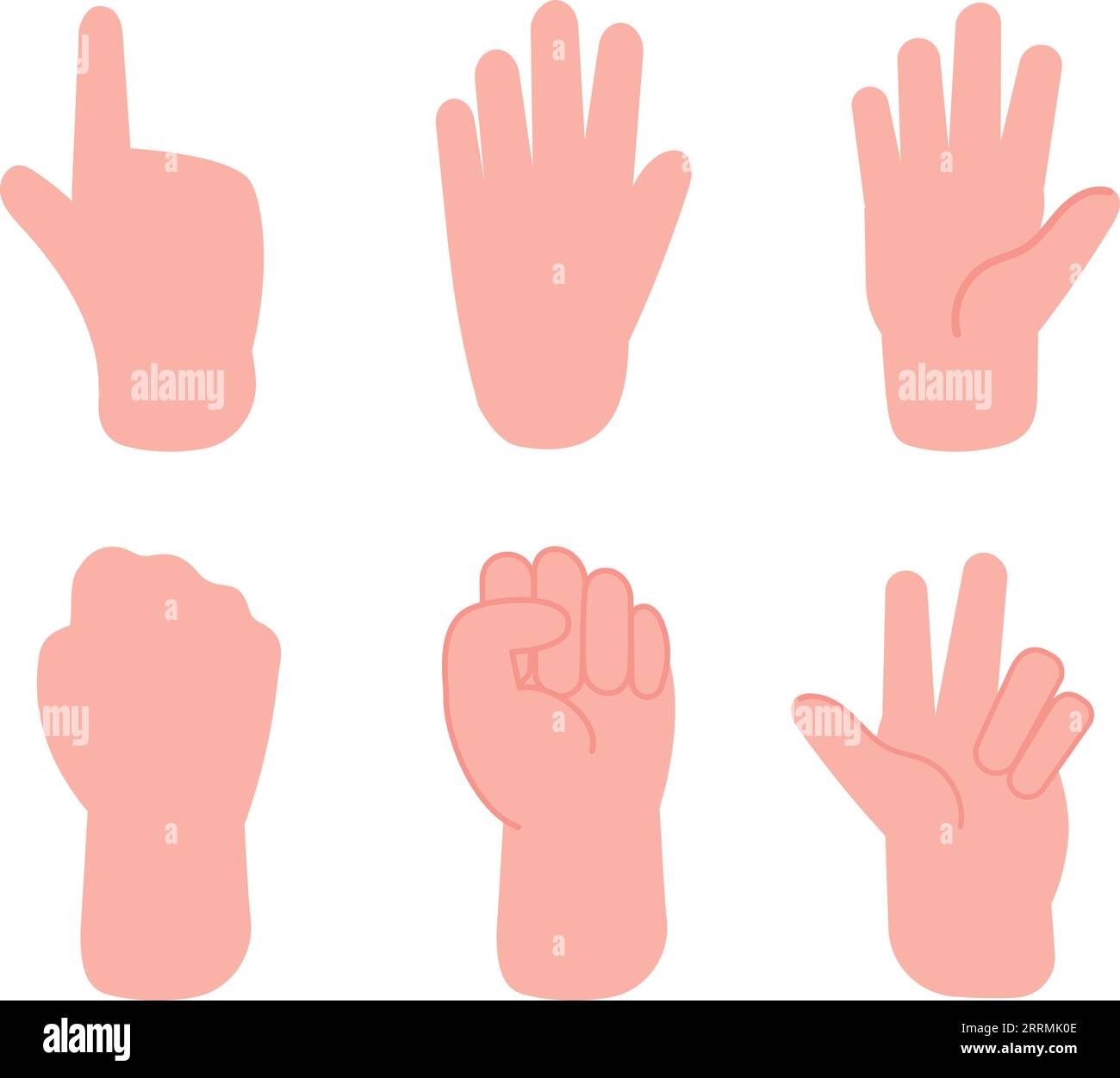 Hand gestures set. Pointing finger and fist front and back view ...
