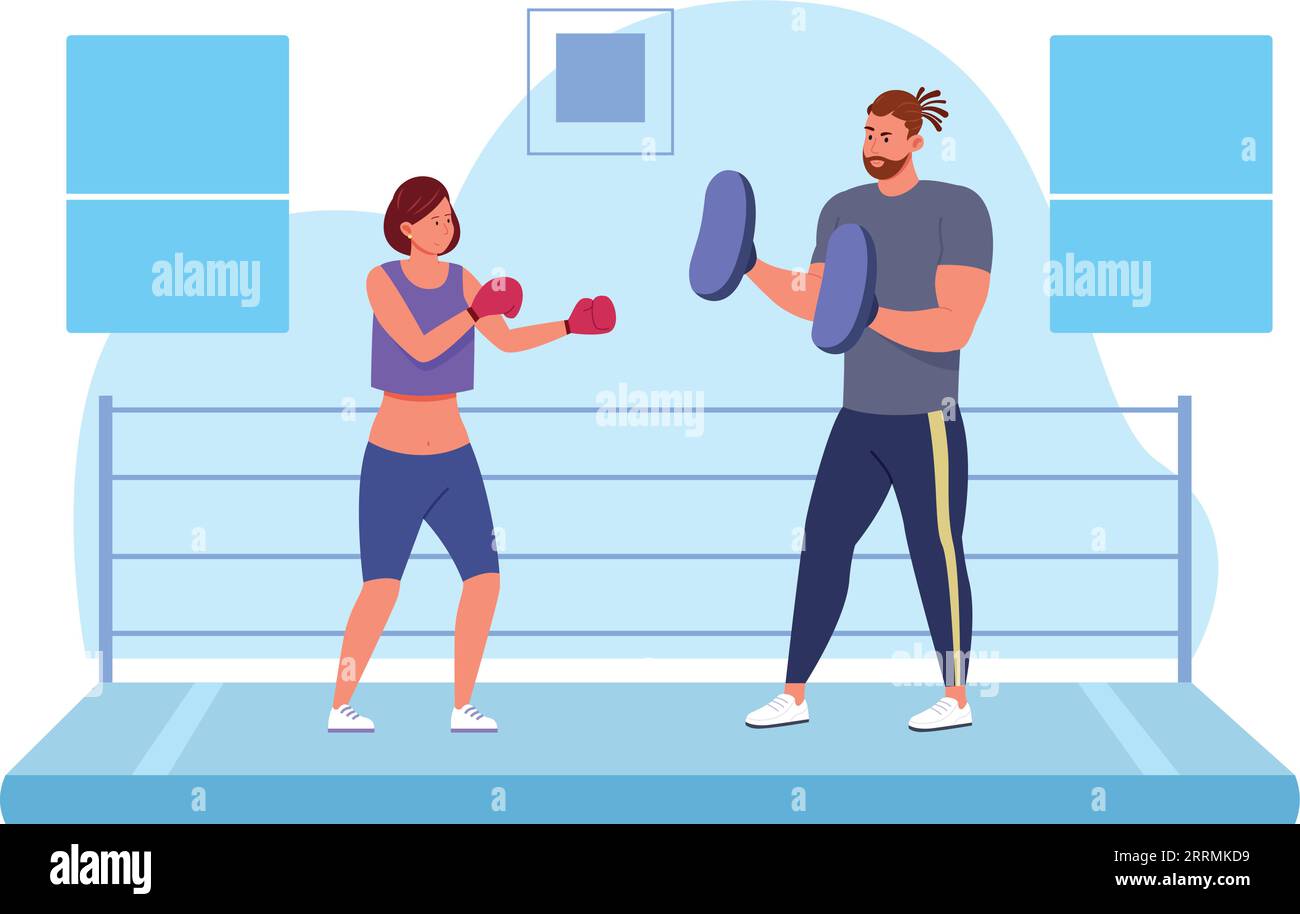 Martial arts training. Man couching woman to fight isolated on white ... Martial arts training. Man couching woman to fight isolated on white ...