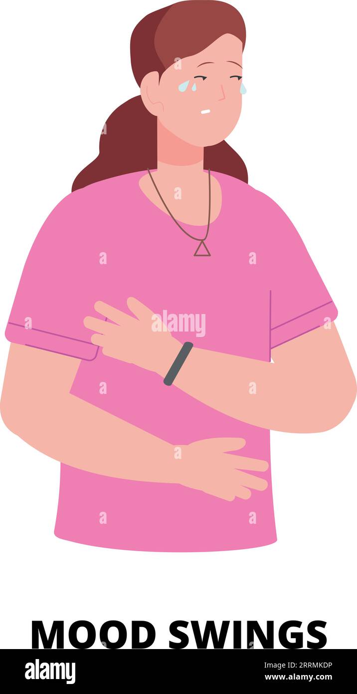 Mood swings. Woman with emotion change. Psychological problem isolated ...