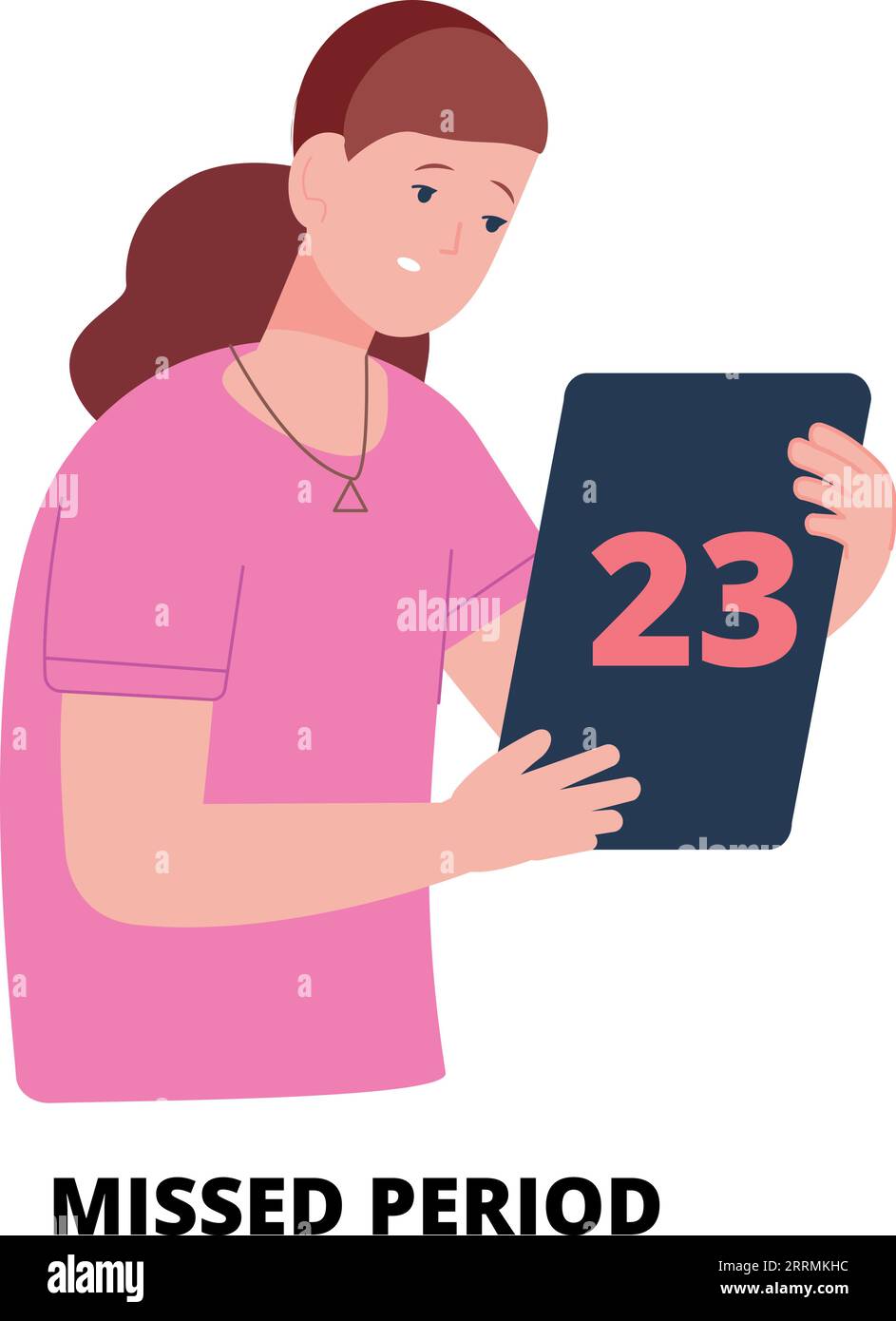 Missed period concept. Woman with cycle delay. Female health isolated ...